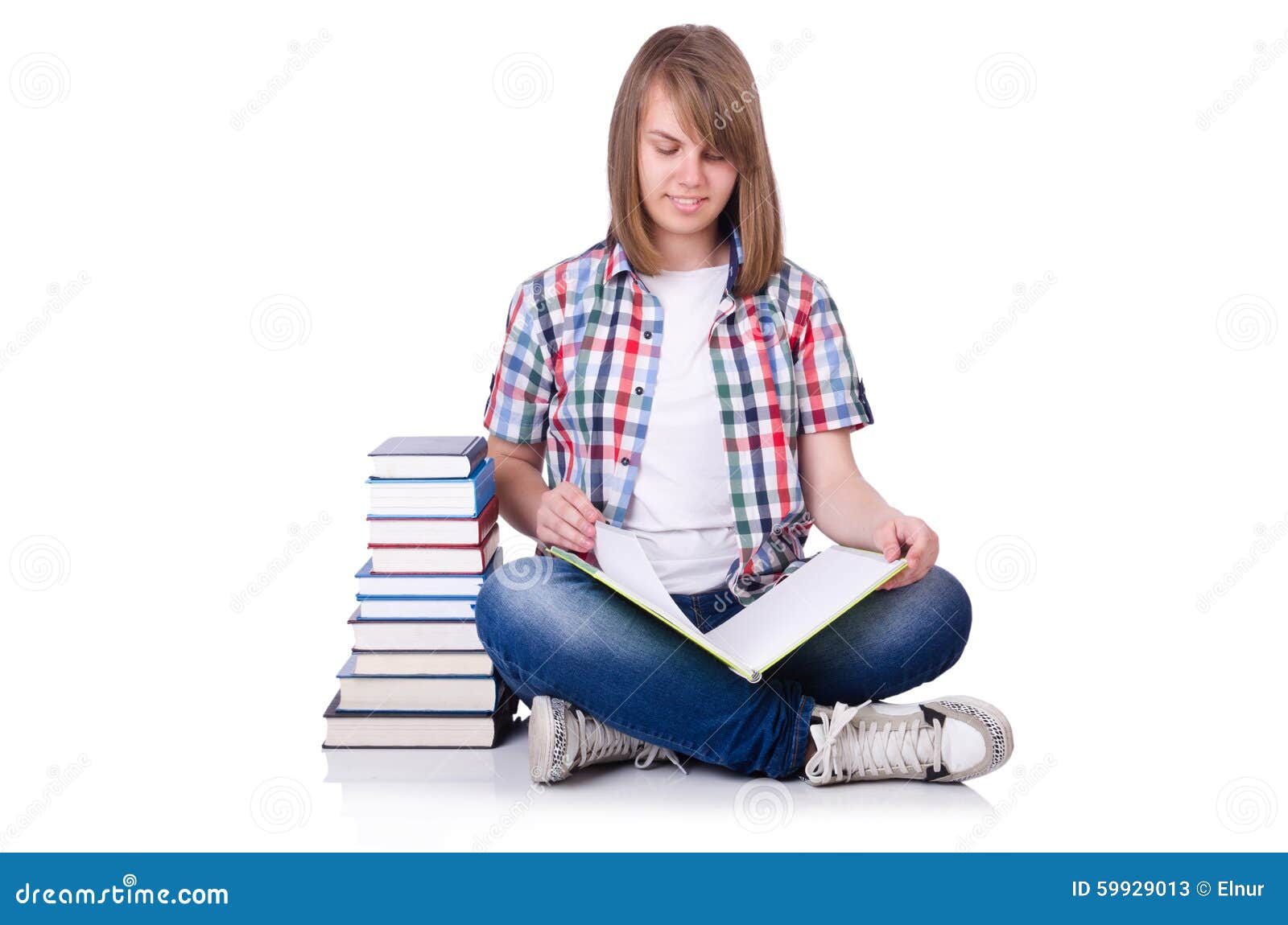 Smiling Student with Books Isolated on White Stock Image - Image of ...