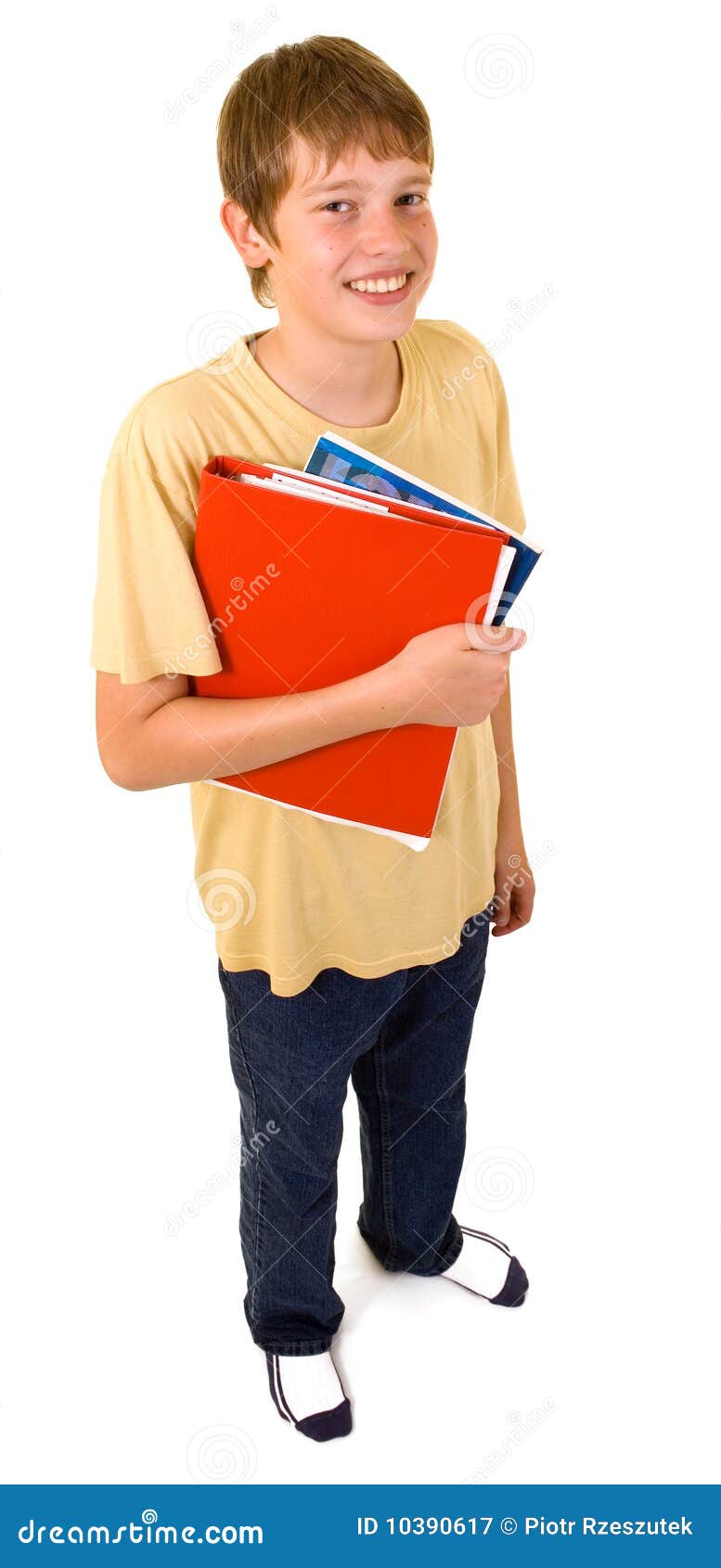 Smiling Student with Colorful Books Stock Image - Image of studying ...