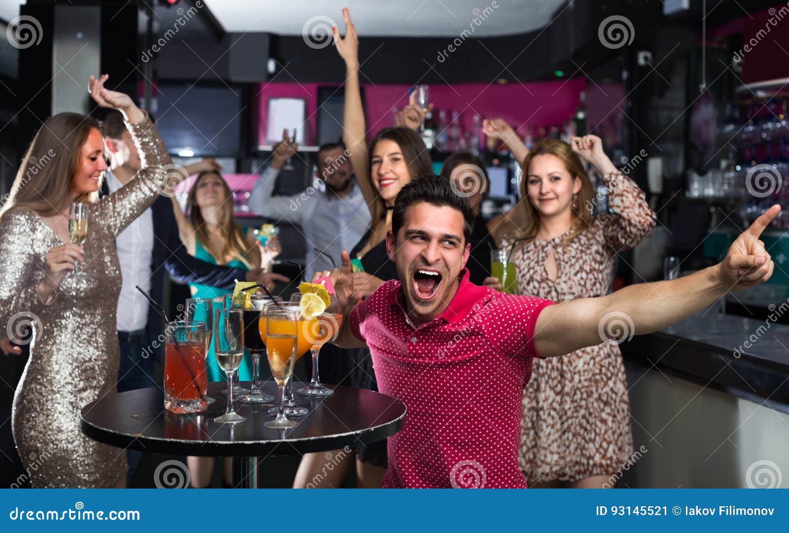 Smiling Student is Dancing on Party Stock Image - Image of group, event ...