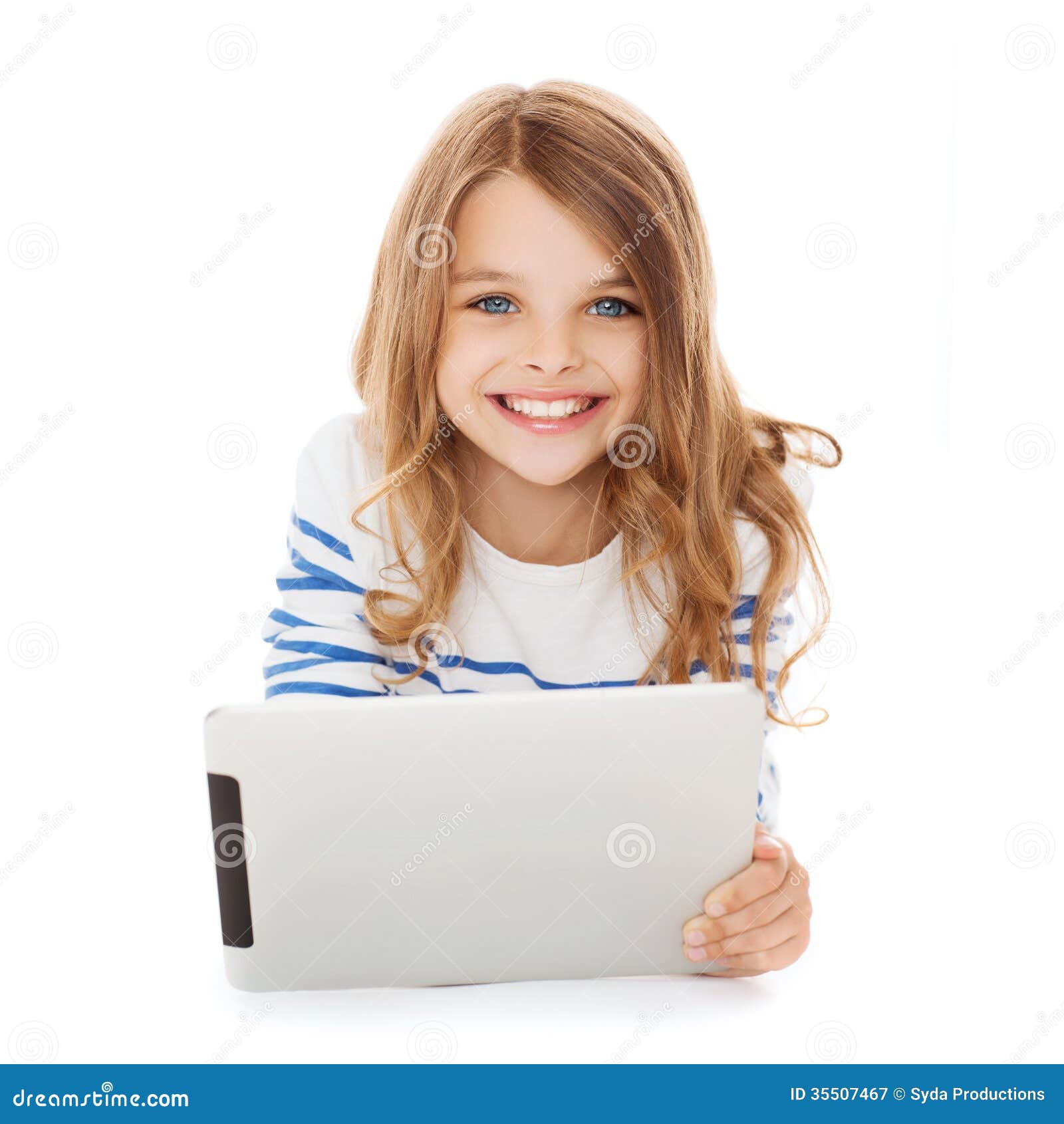 Smiling Student Girl with Tablet Pc Computer Stock Image - Image of ...