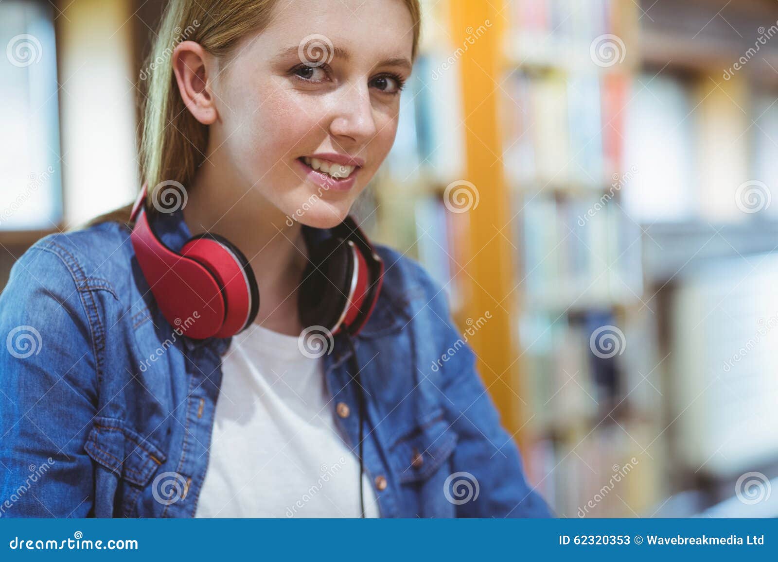 Smiling Student with Headphones Looking at the Camera Stock Image ...