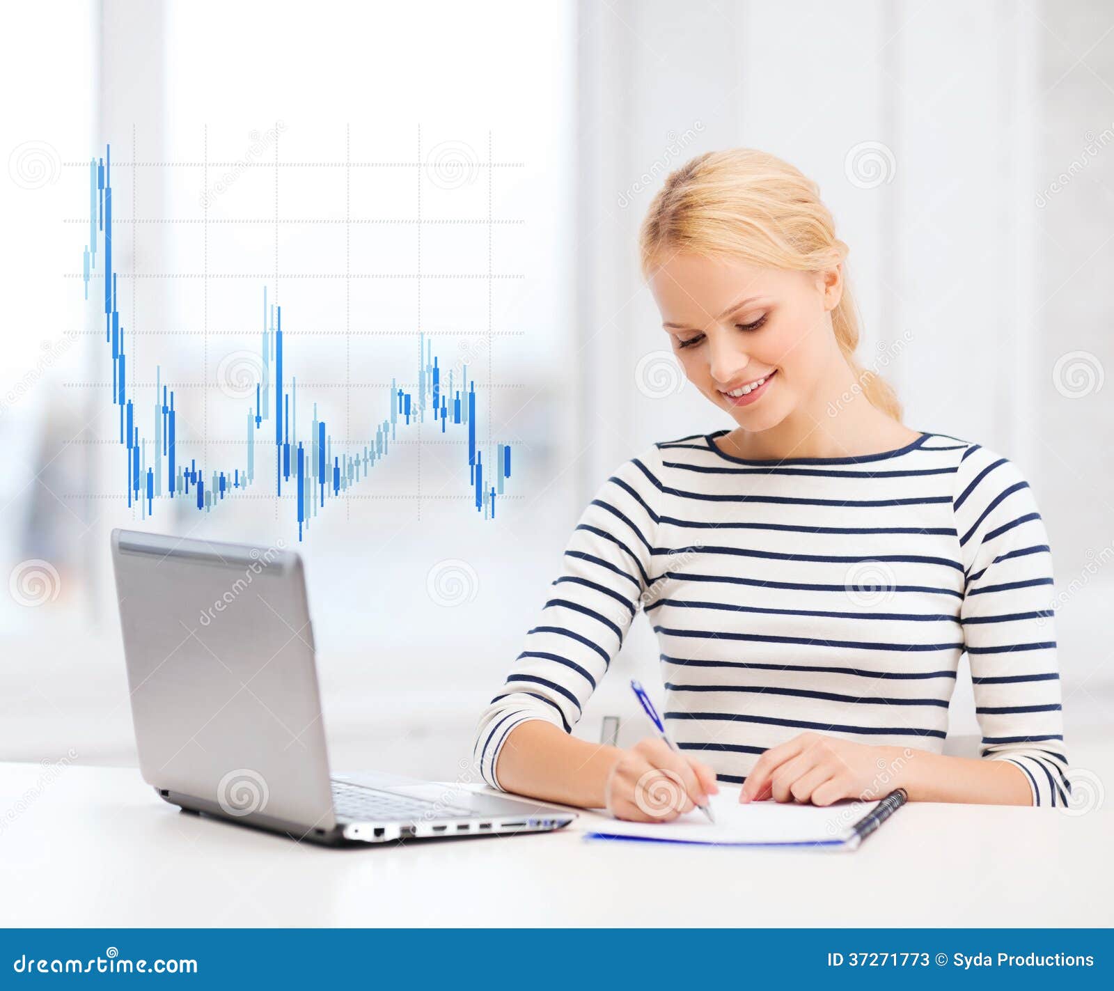 Smiling Student with Laptop Computer and Documents Stock Image - Image ...