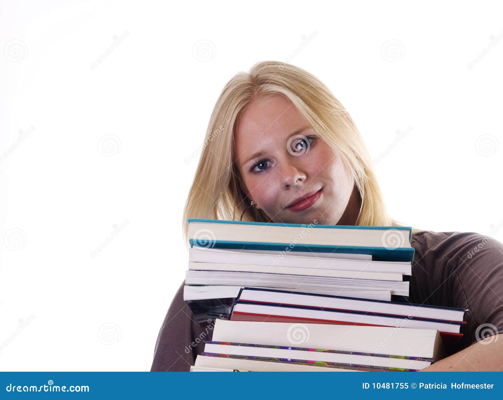 Smiling Student with Load of Books Stock Image - Image of adolescence ...