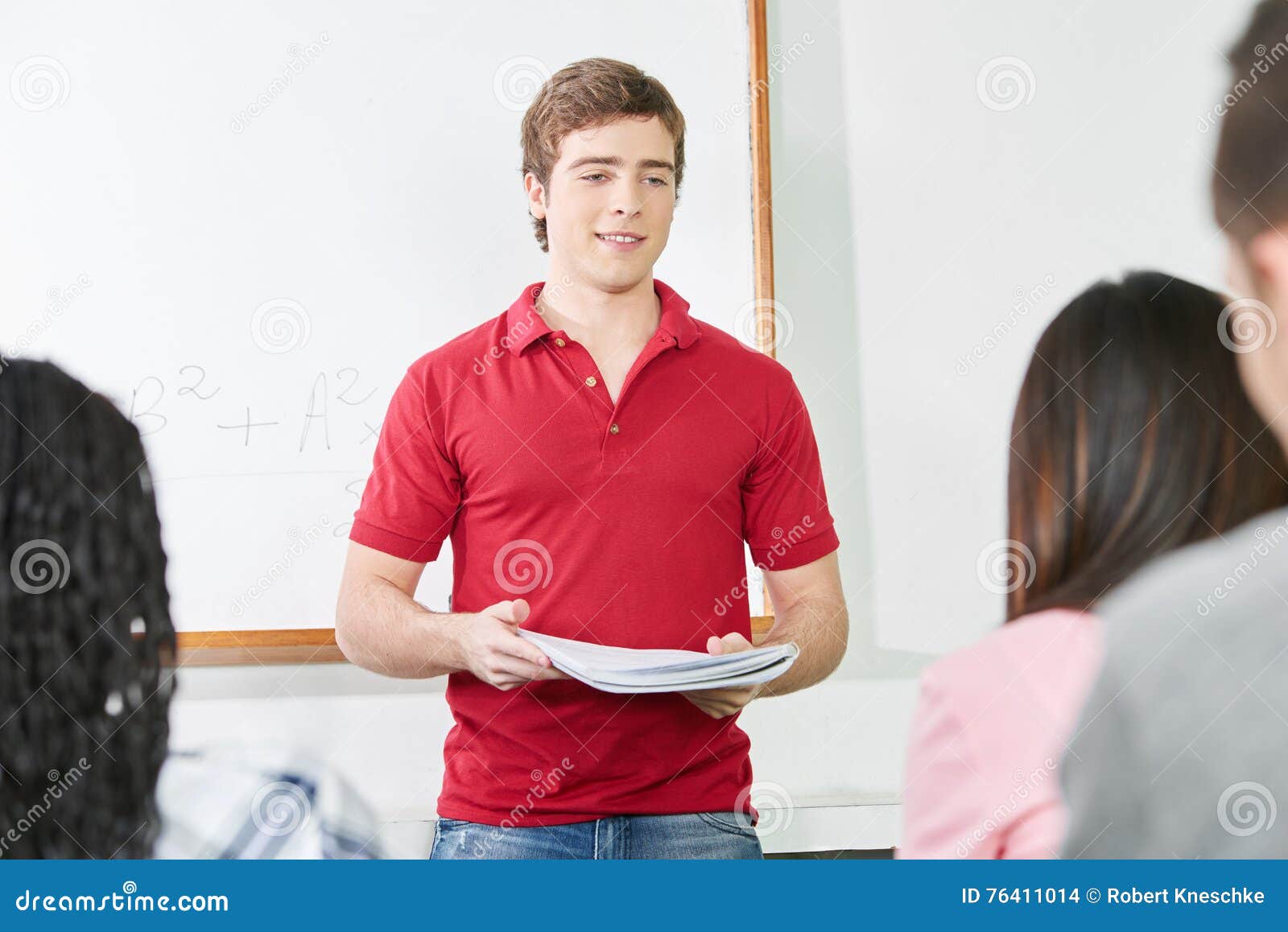Smiling Student Presenting a Project Stock Photo - Image of lessons ...