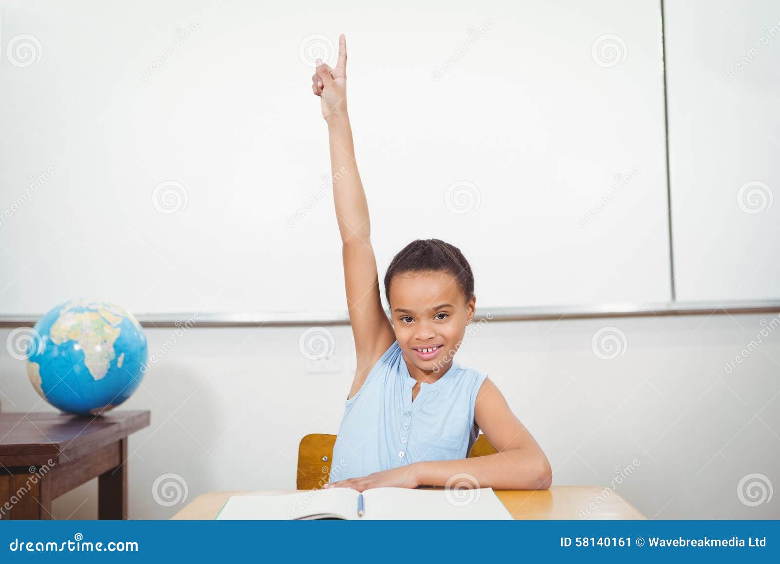 Smiling Student with a Rasied Hand Stock Image - Image of development ...