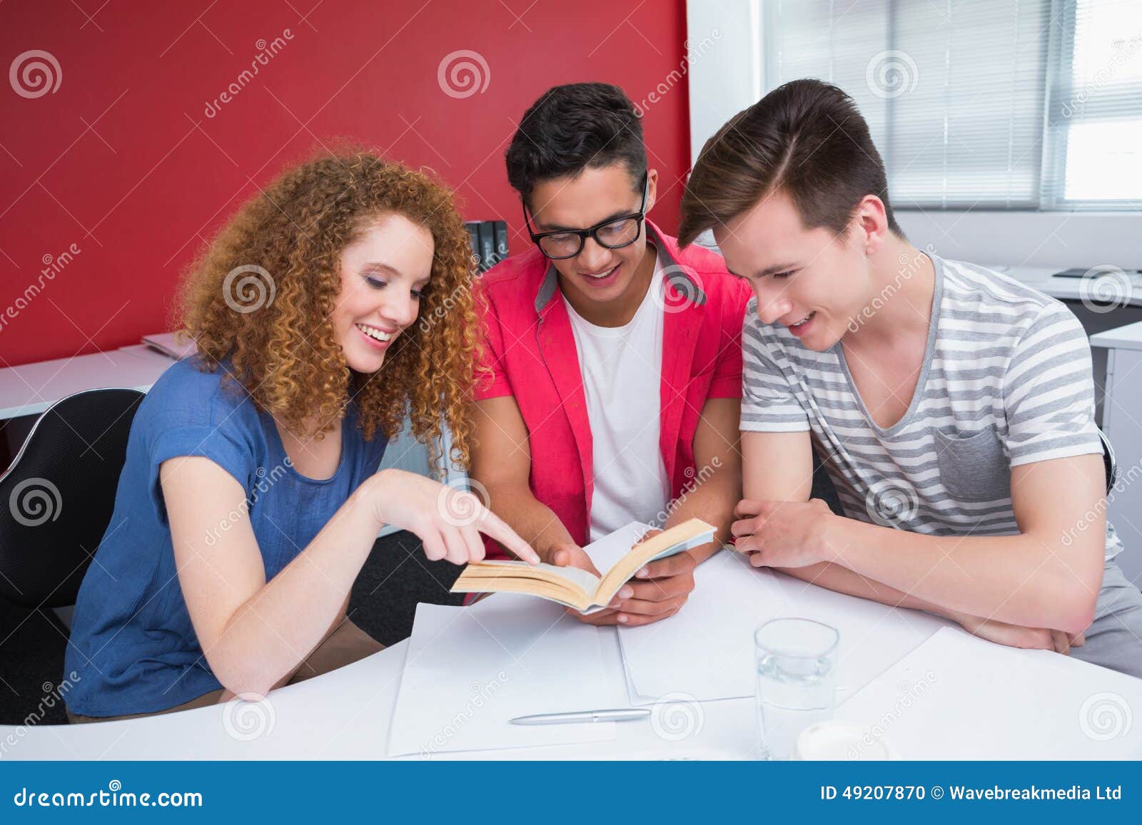 Smiling Student Reading Book Together Stock Photo - Image of knowledge ...