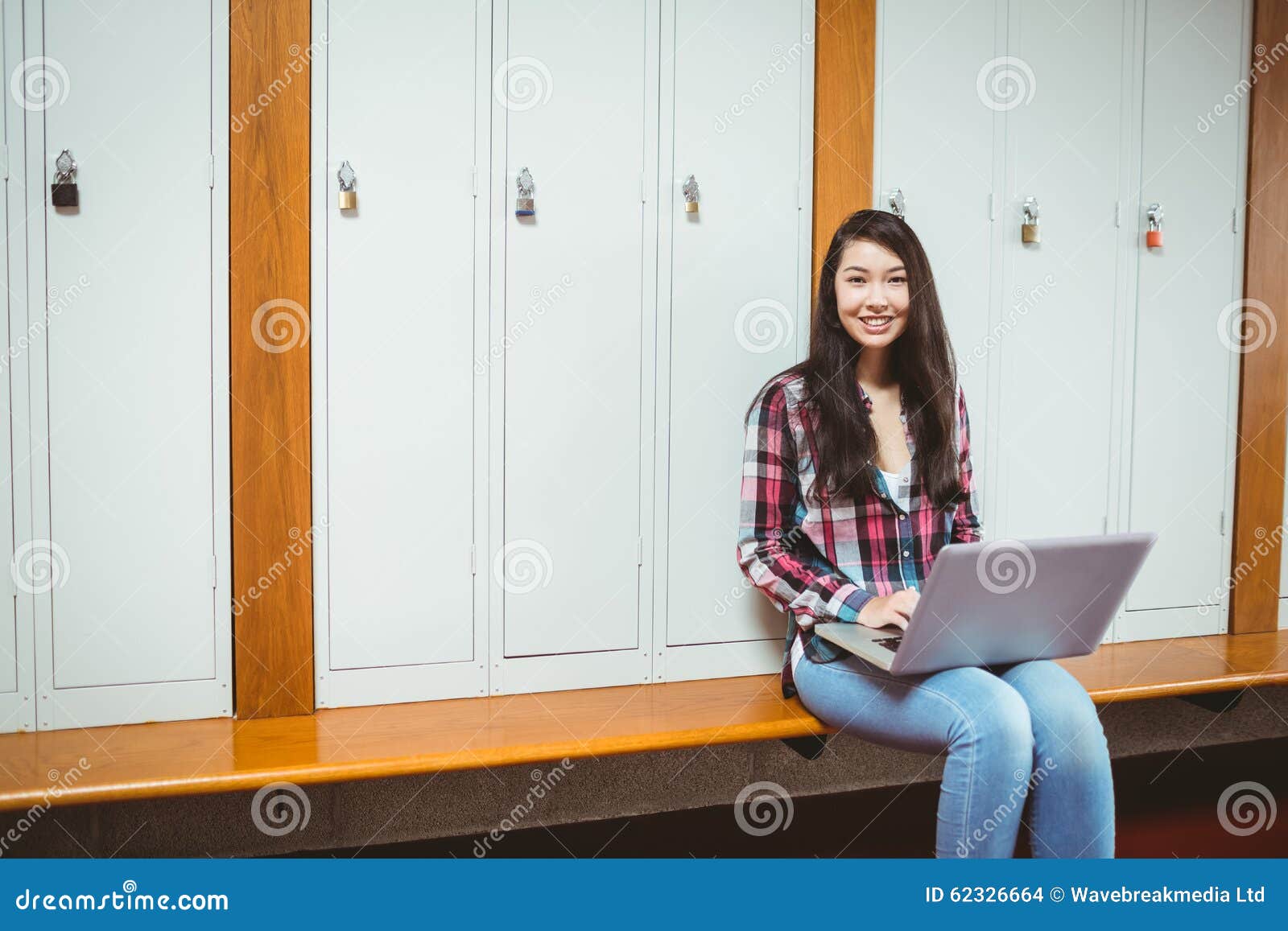 Smiling Student Sitting at the Computer Stock Photo - Image of ...