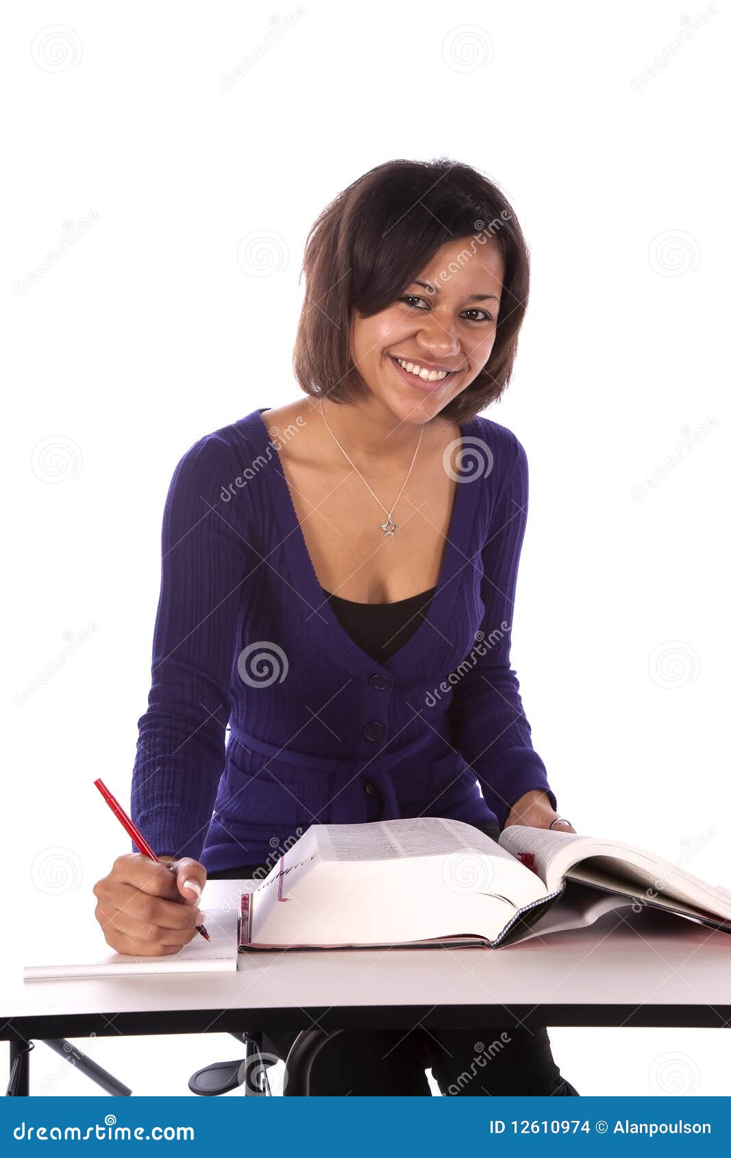 Smiling student studing stock photo. Image of adult, american - 12610974
