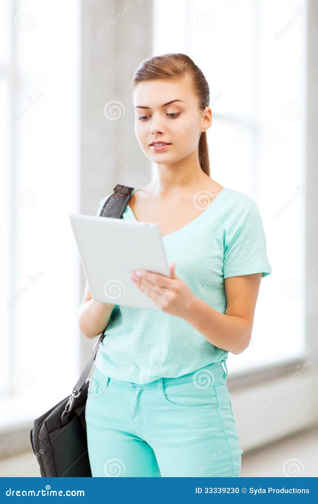 Smiling Student with Tablet Pc in College Stock Photo - Image of ...