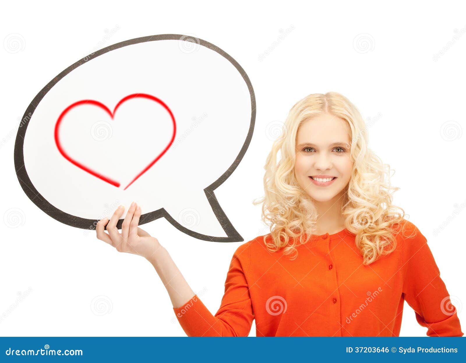 Smiling Student with Text Bubble and Heart in it Stock Photo - Image of ...