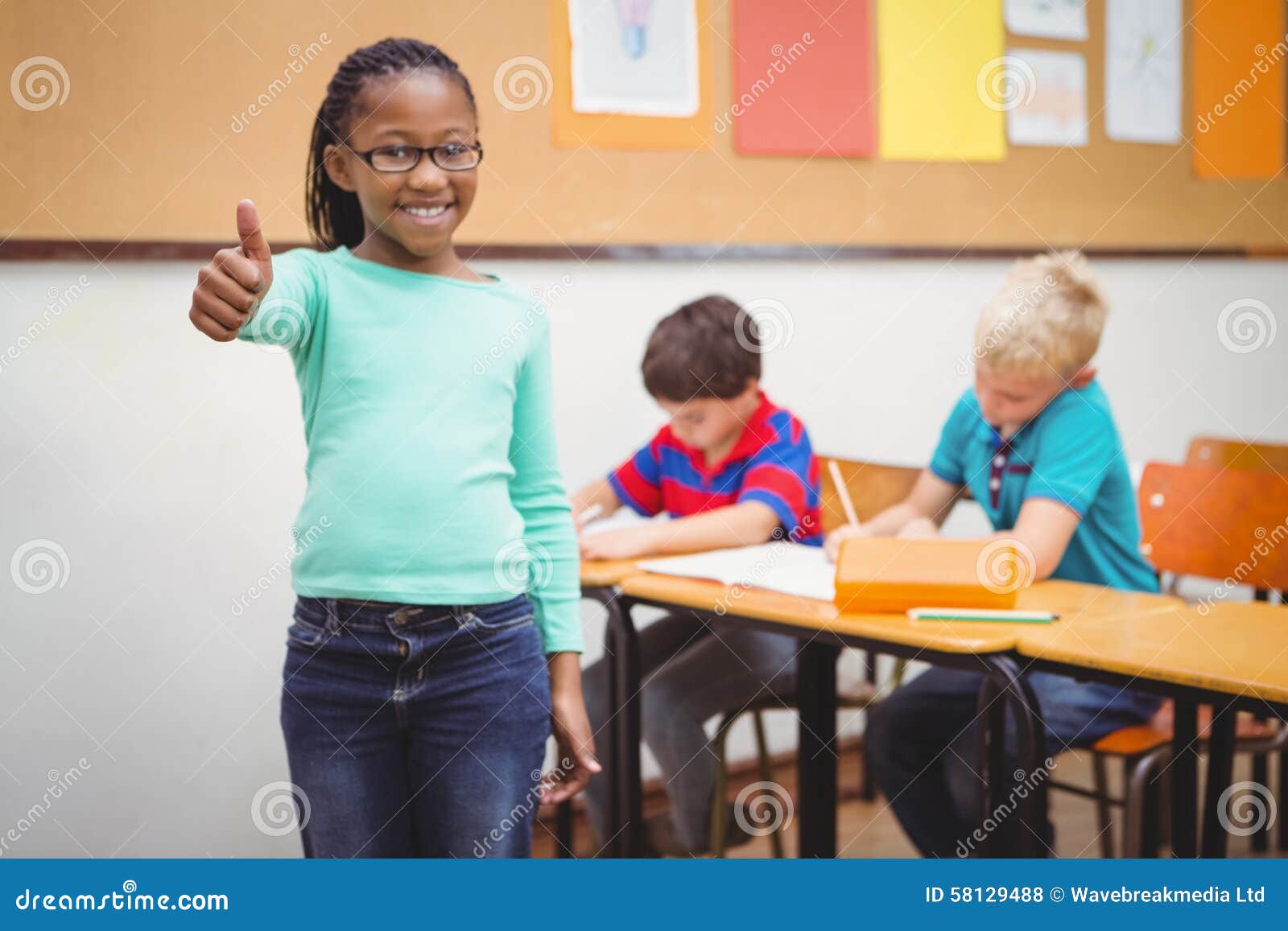 Smiling Student with Thumbs Up Stock Photo - Image of communication ...