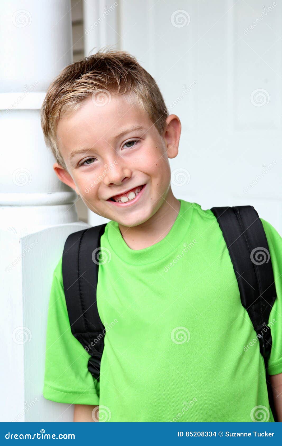 Smiling Student Wearing Backpack Stock Photo - Image of school ...