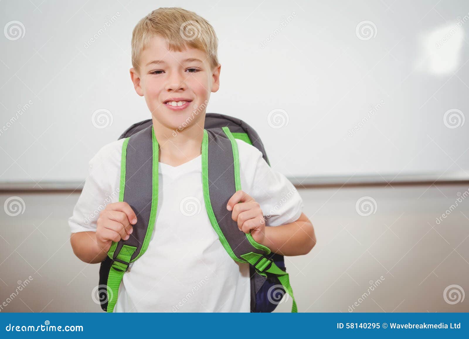Smiling Student Wearing a School Bag Stock Image - Image of class ...
