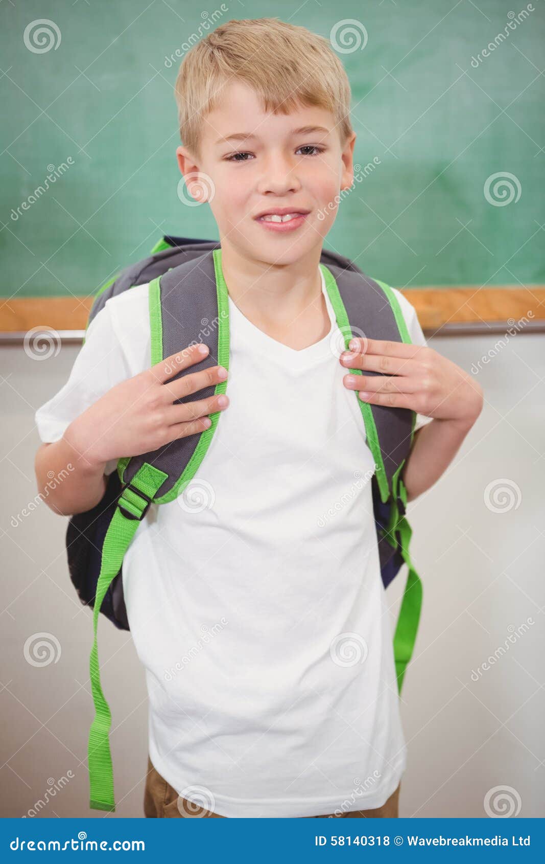 Smiling Student Wearing a School Bag Stock Photo - Image of knowledge ...