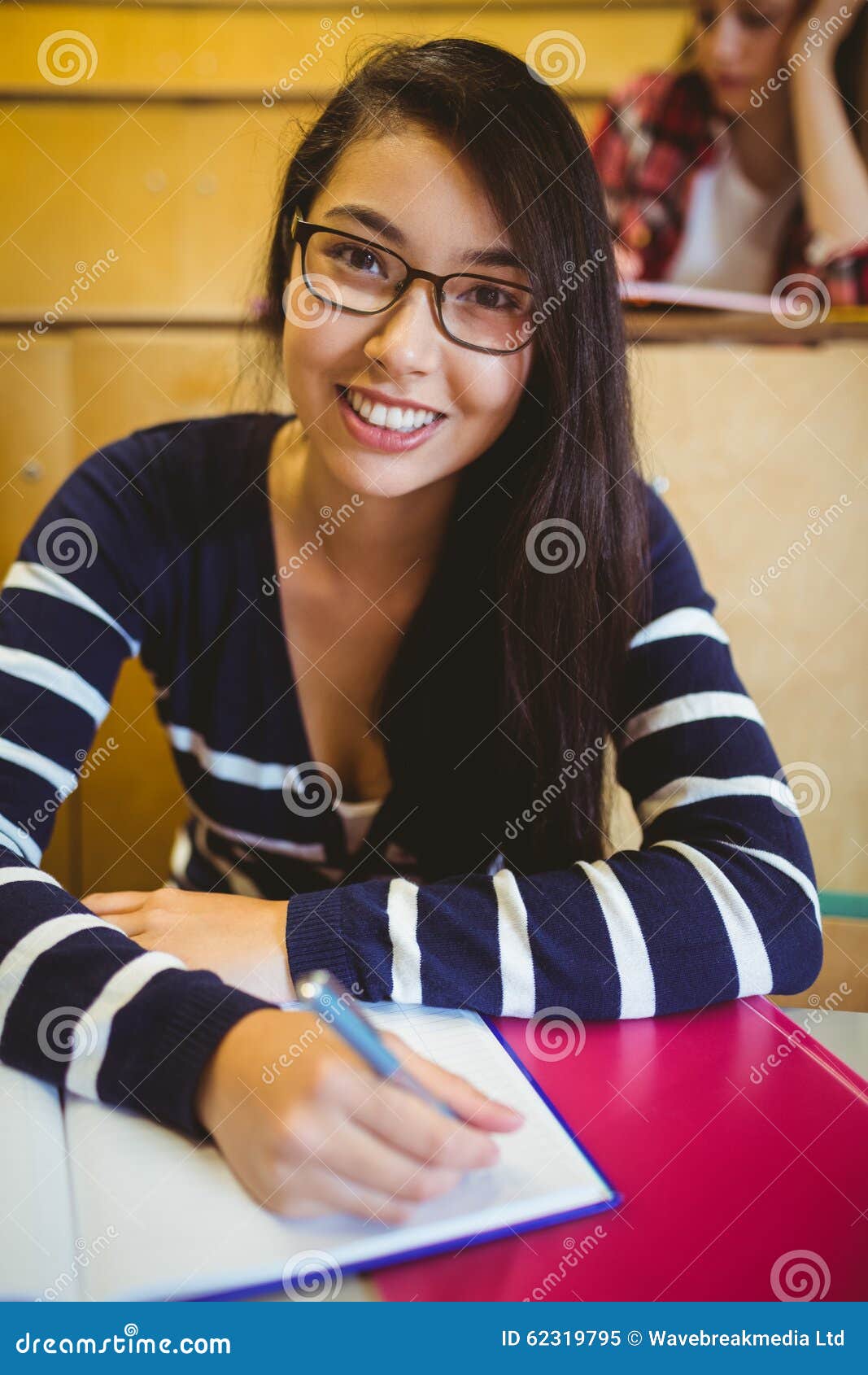 Smiling Student Writing on Notebook Stock Image - Image of pretty ...