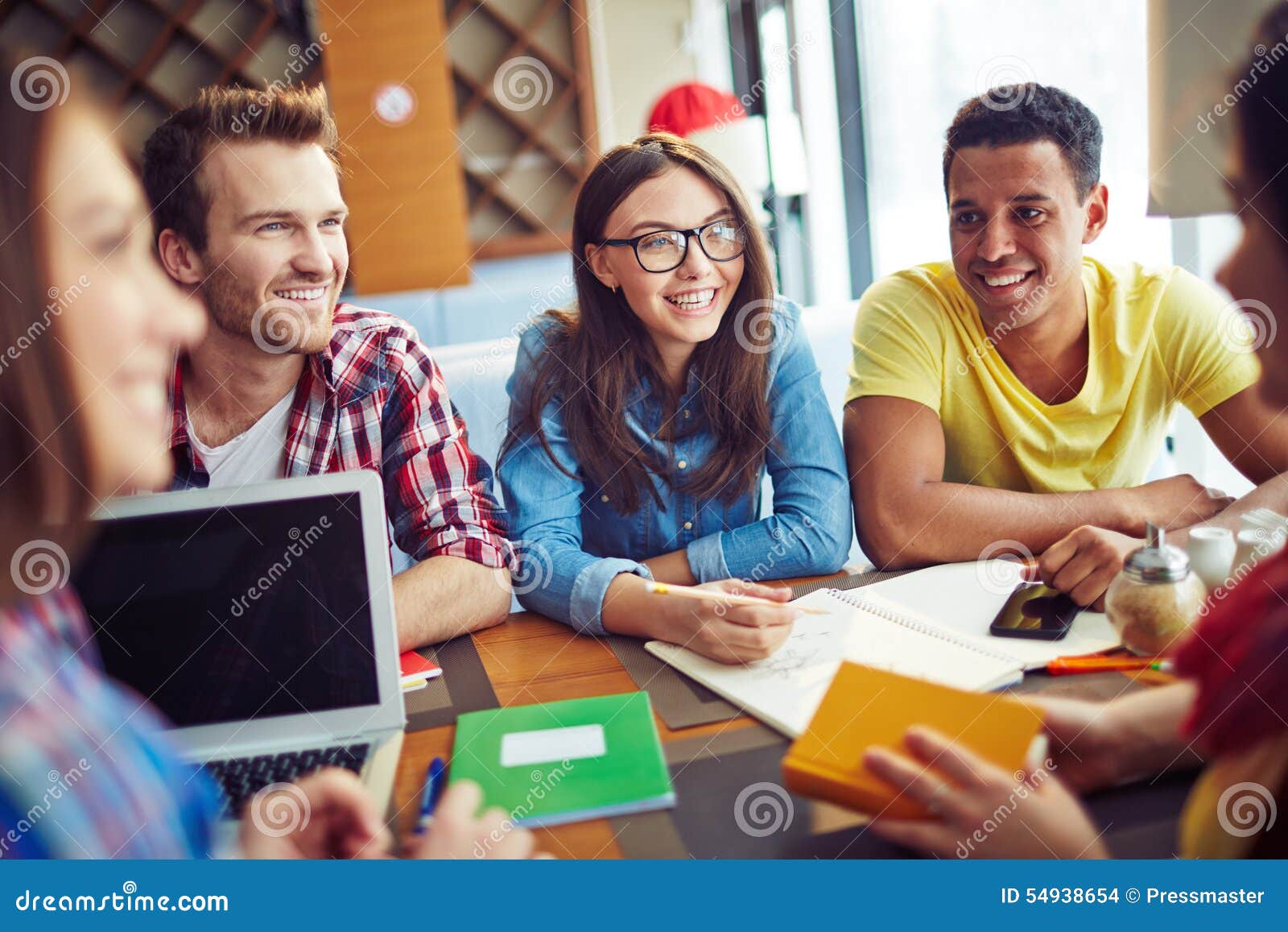 Smiling students stock photo. Image of young, copybook - 54938654