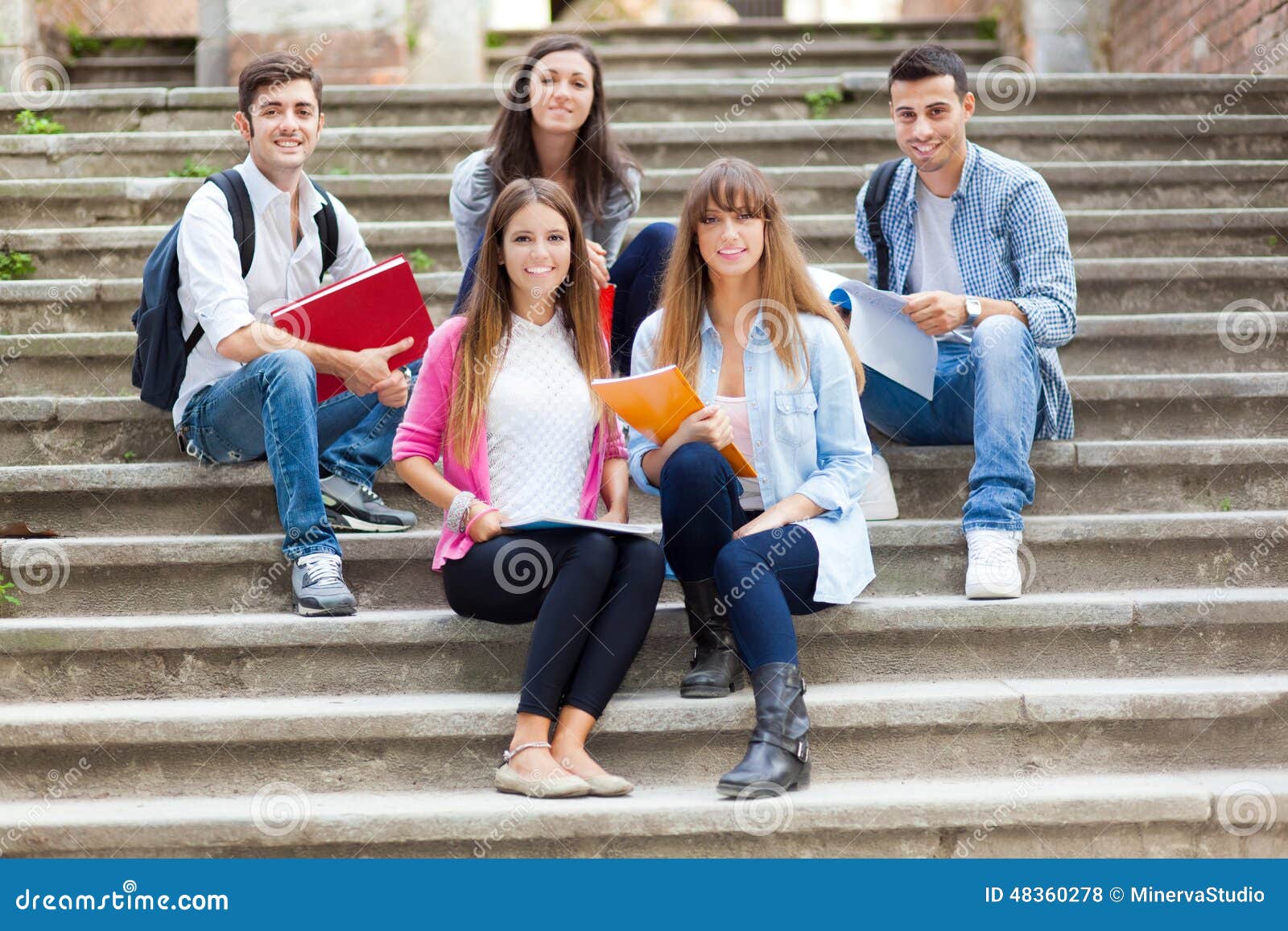 Smiling students group stock photo. Image of people, assessment - 48360278