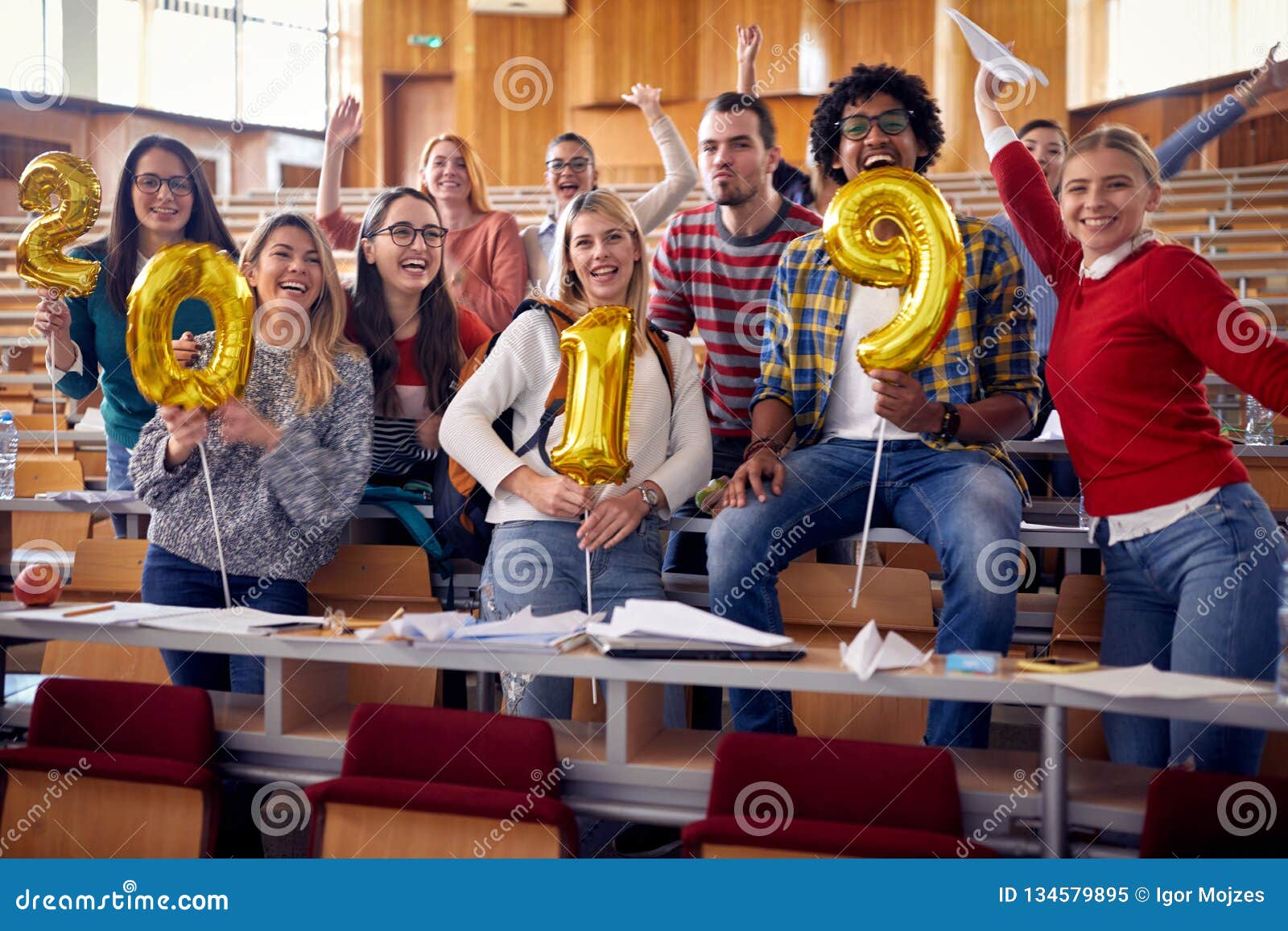 Smiling Students Having Party on University Stock Image - Image of ...