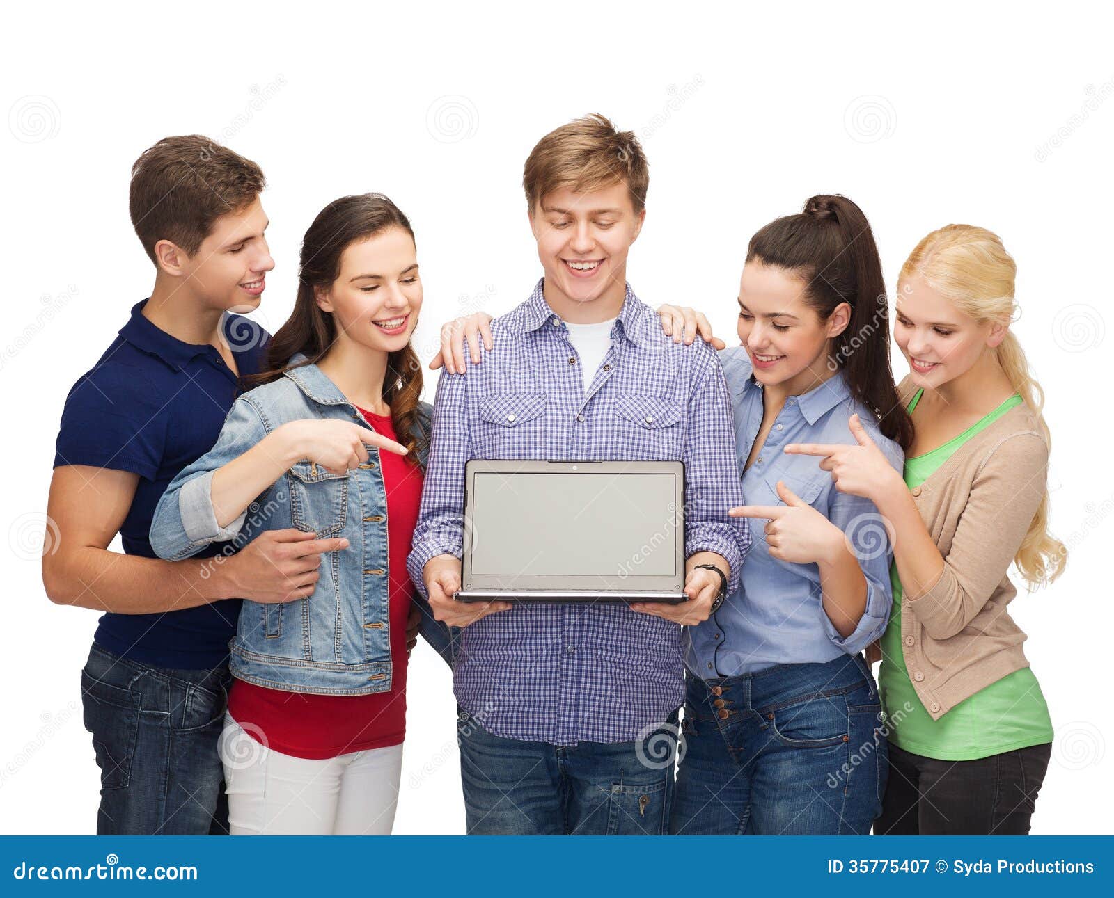 Smiling Students with Laptop Computer Stock Image - Image of networking ...