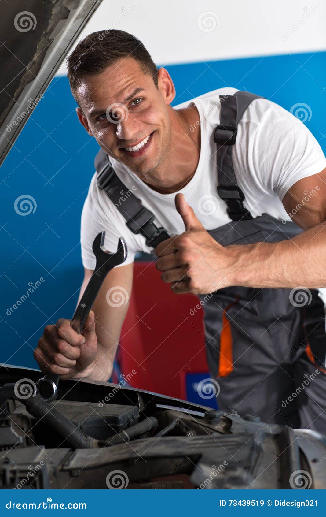 Smiling Successful Mechanic Stock Image - Image of person, motor: 73439519