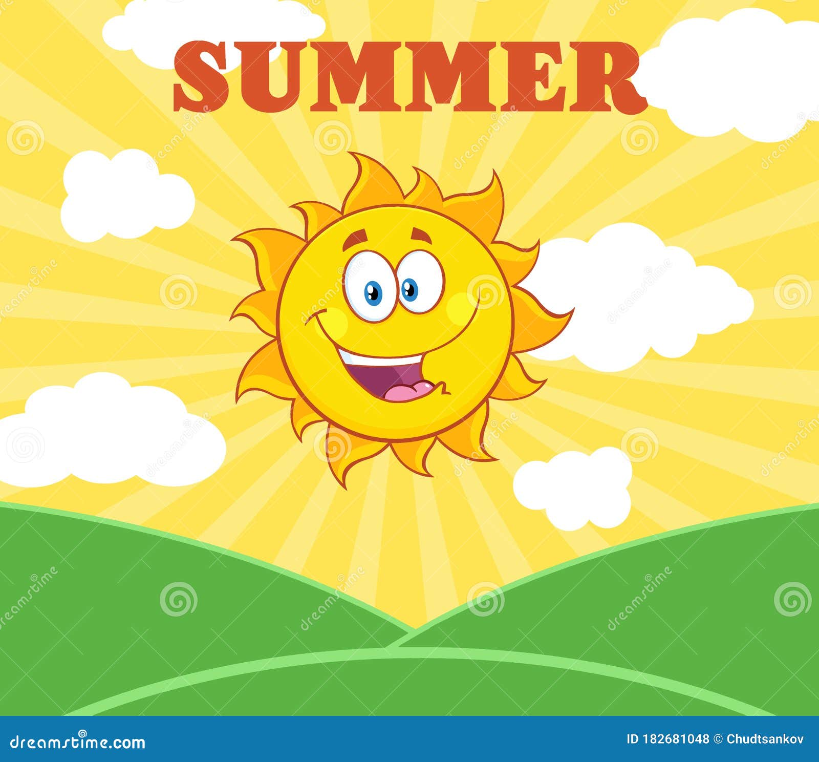 Smiling Summer Sun Cartoon Mascot Character Stock Vector - Illustration ...