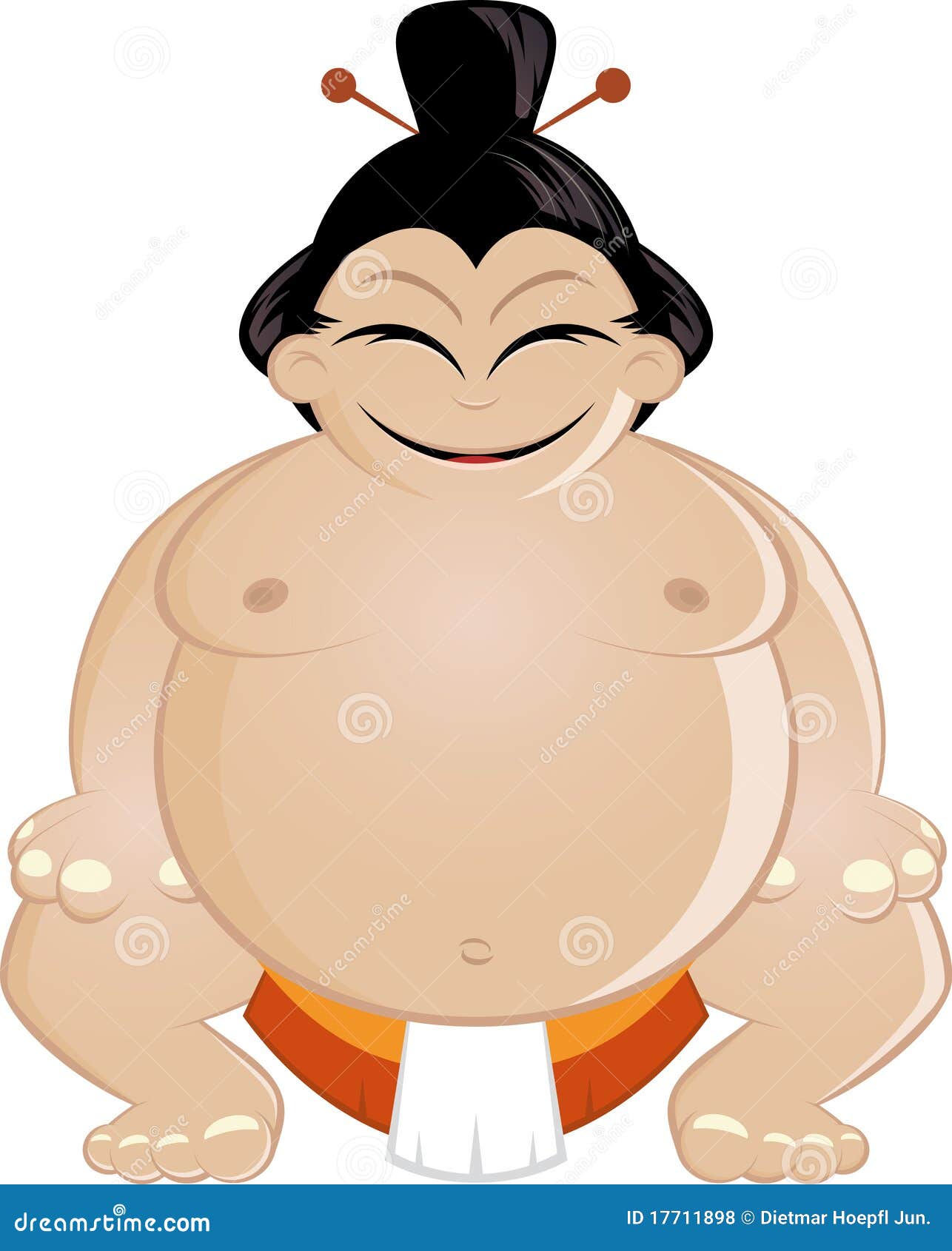 Sumo Wrestler Or Rikishi Fighting Stance Front View Continuous Line ...