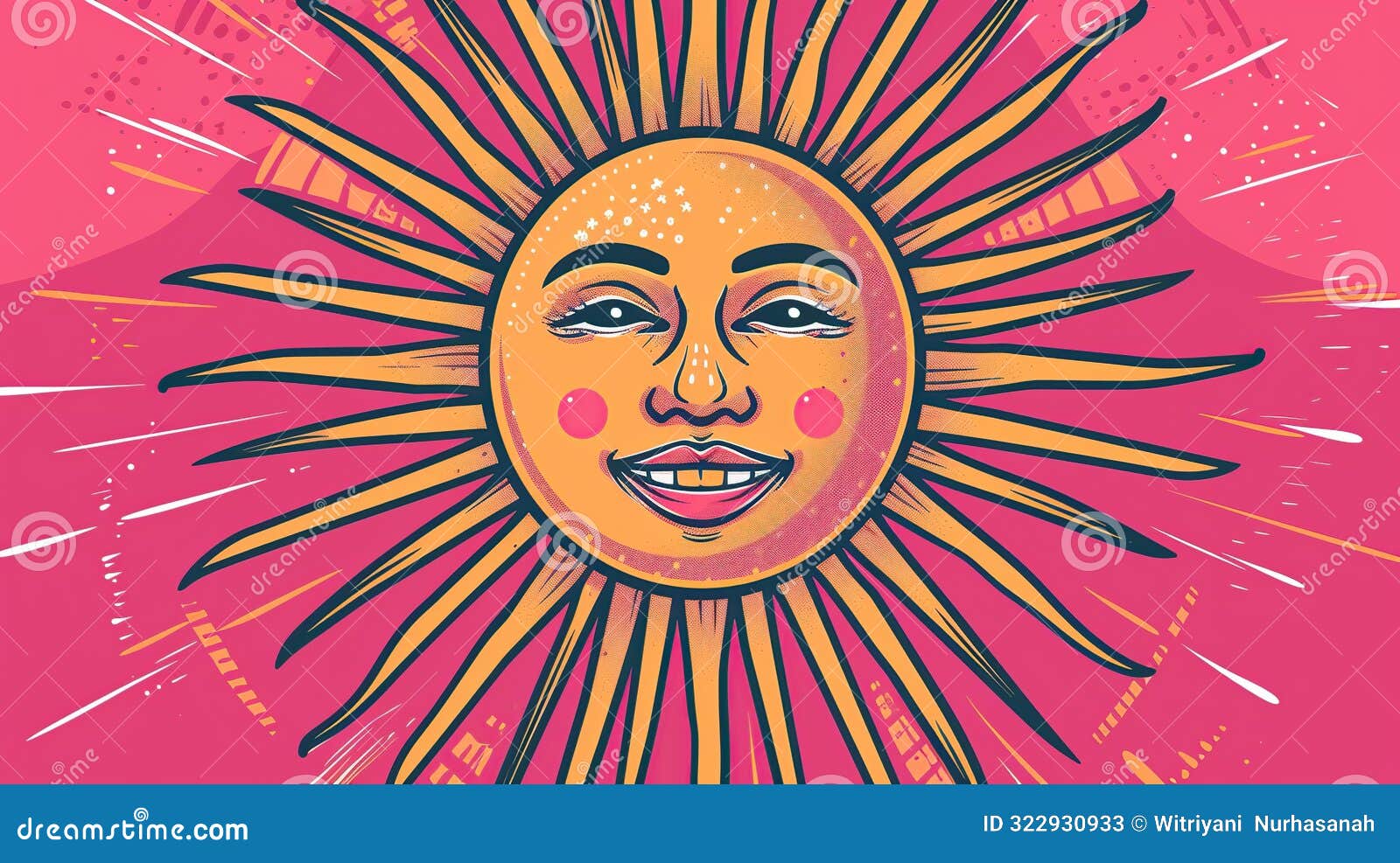 Smiling Sun with Human Face Illustration Stock Illustration ...