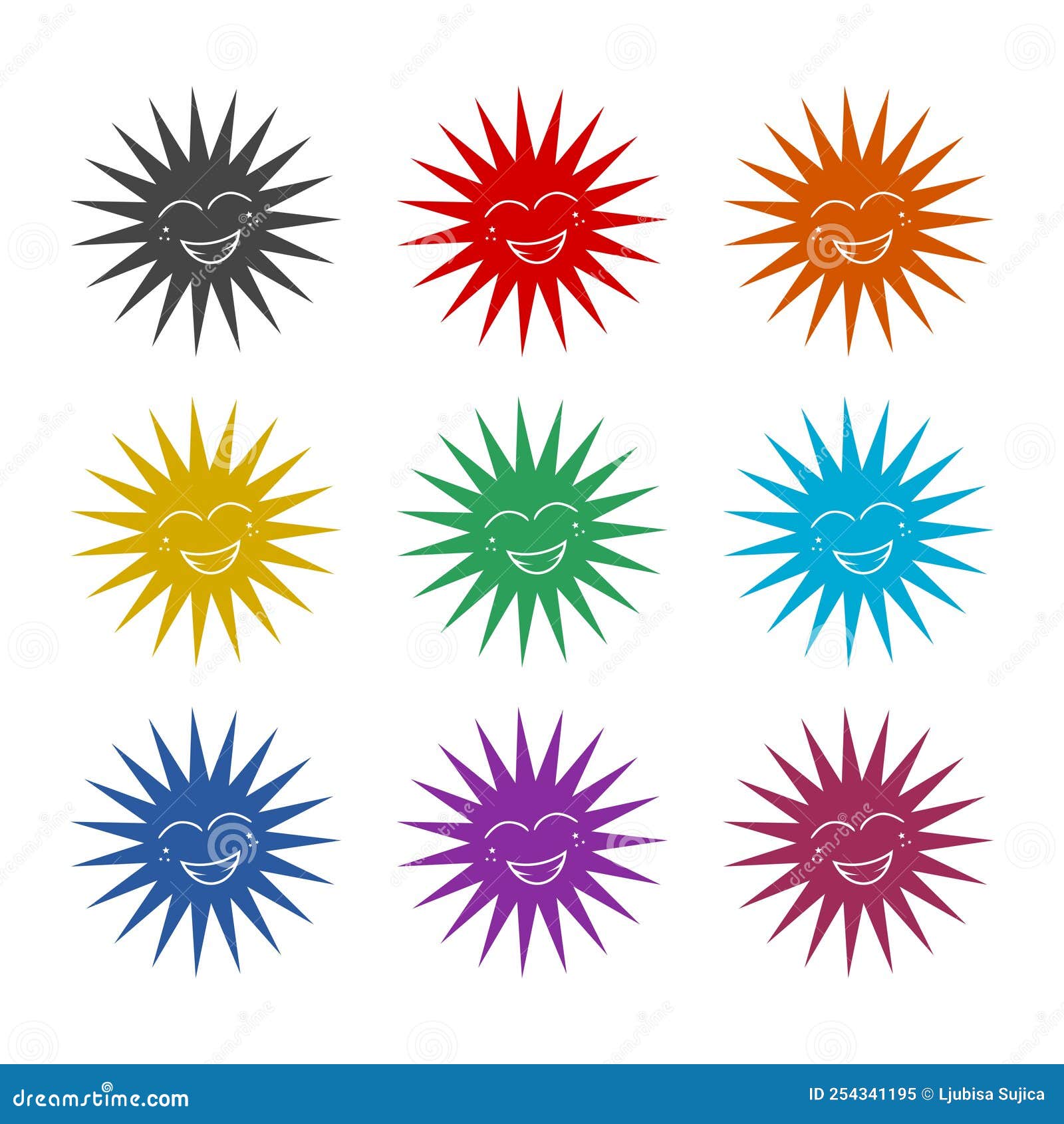 Smiling Sun Icon. Set Icons Colorful Stock Vector - Illustration of ...