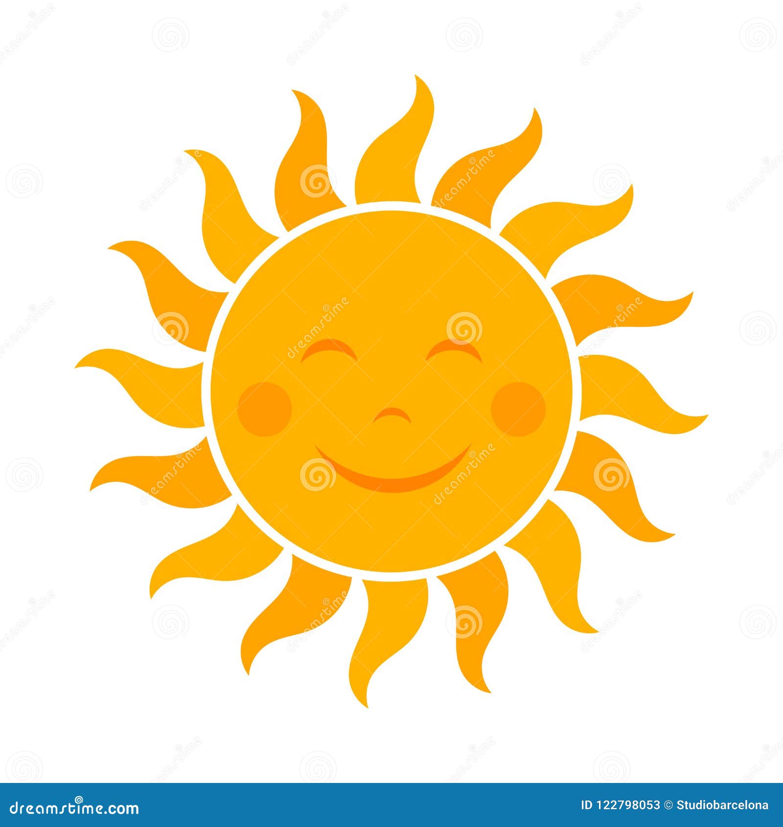 Smiling sun icon stock vector. Illustration of sunshine - 122798053
