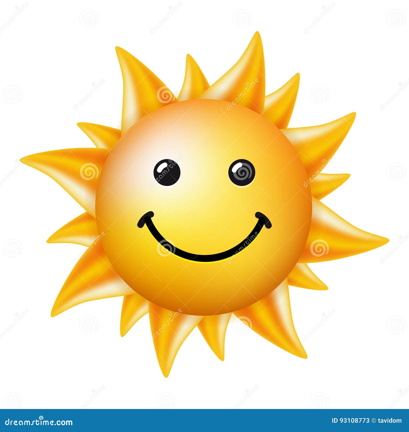 Smiling Sun Isolated on a White Background. Vector Illustration Stock ...
