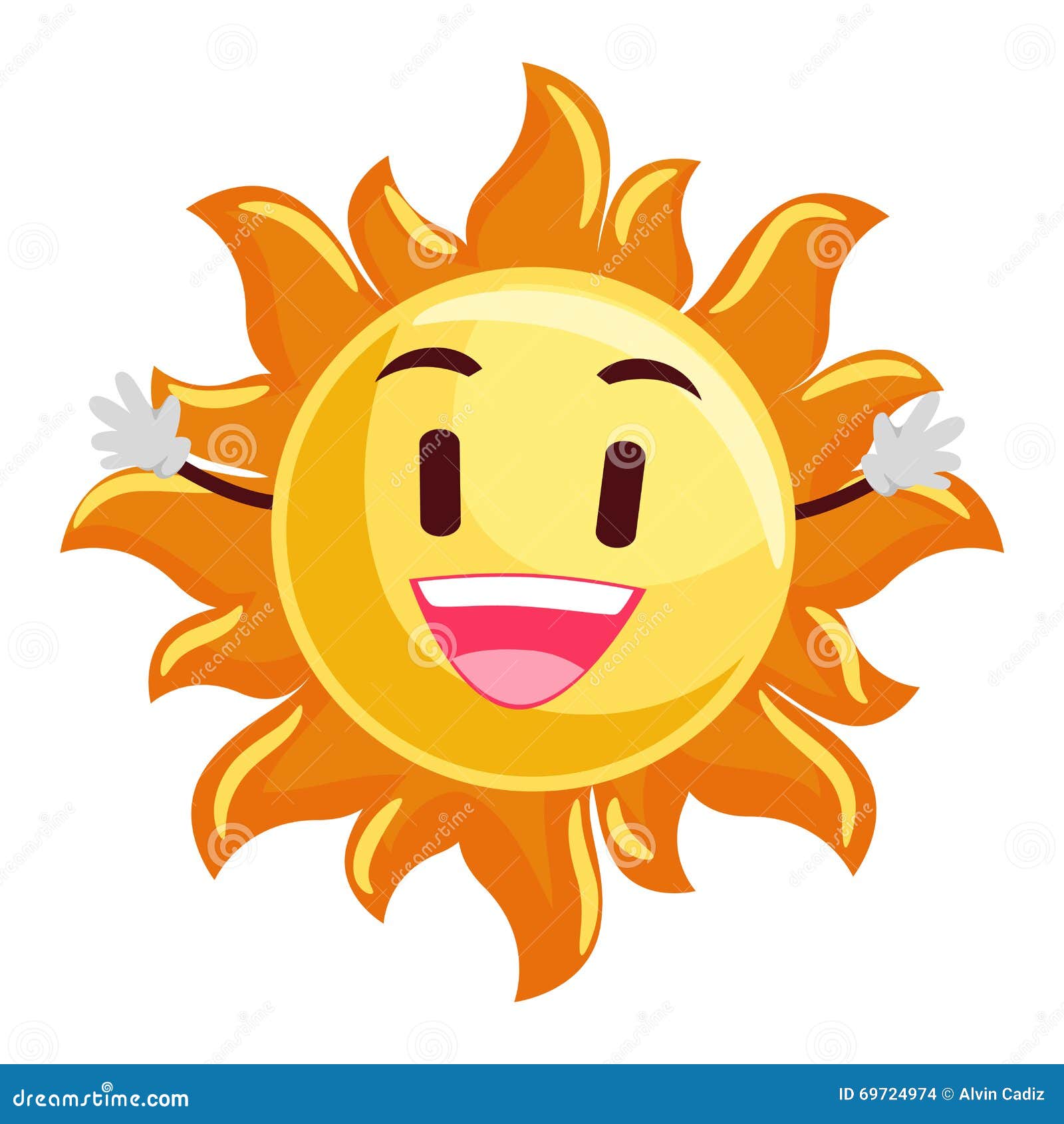 Smiling Sun Mascot stock vector. Illustration of character - 69724974