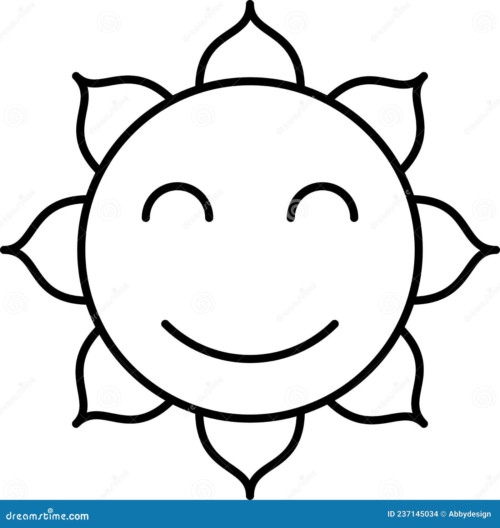 Smiling Sun Outline Icon Vector Stock Vector - Illustration of icon ...