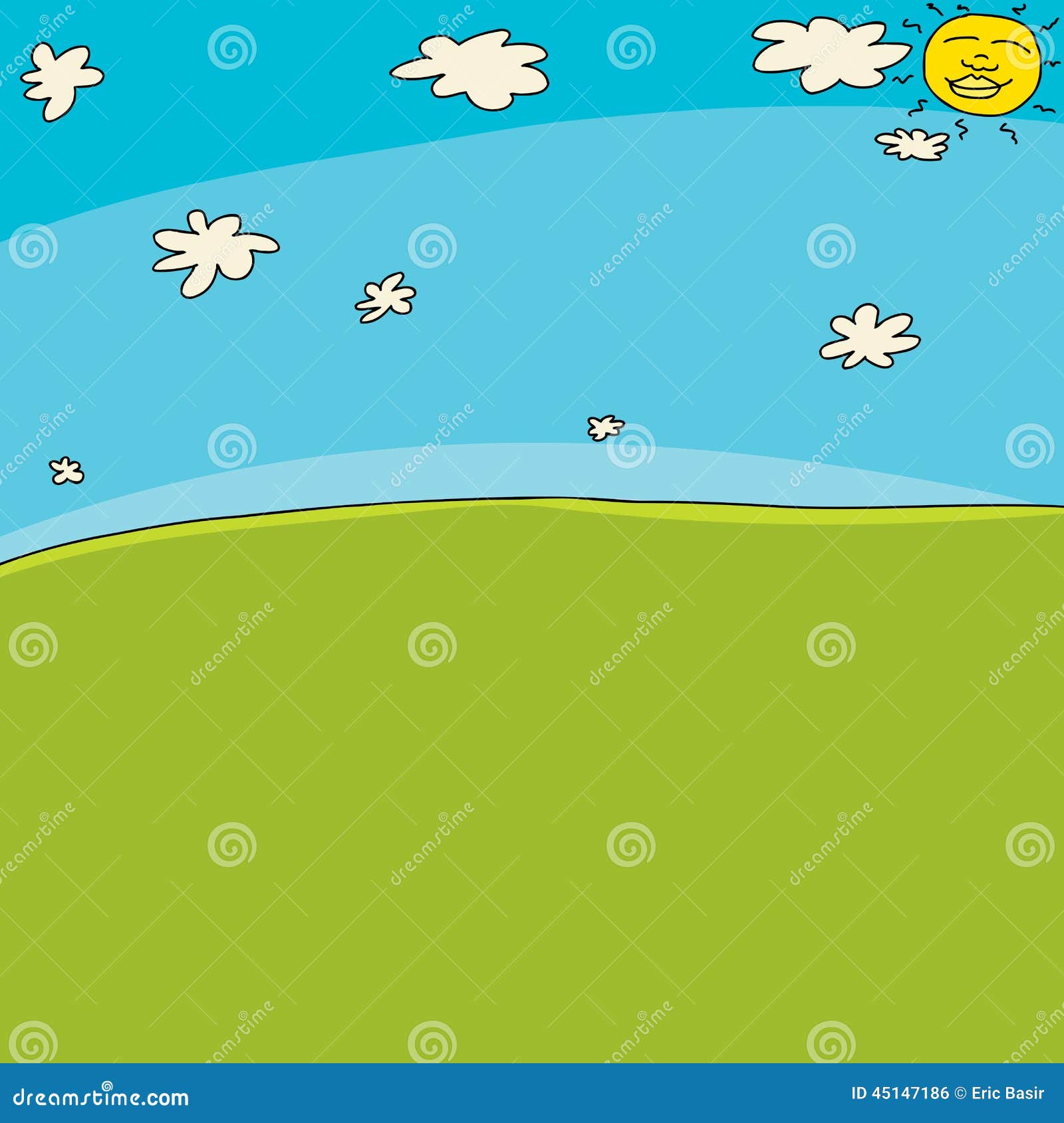 Smiling Sun Over Grass stock vector. Illustration of grinning - 45147186