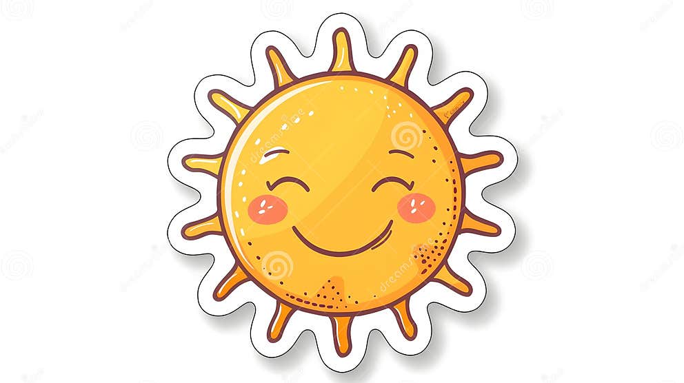 Smiling Sun Sticker Design with Rays on White Background. this is AI ...