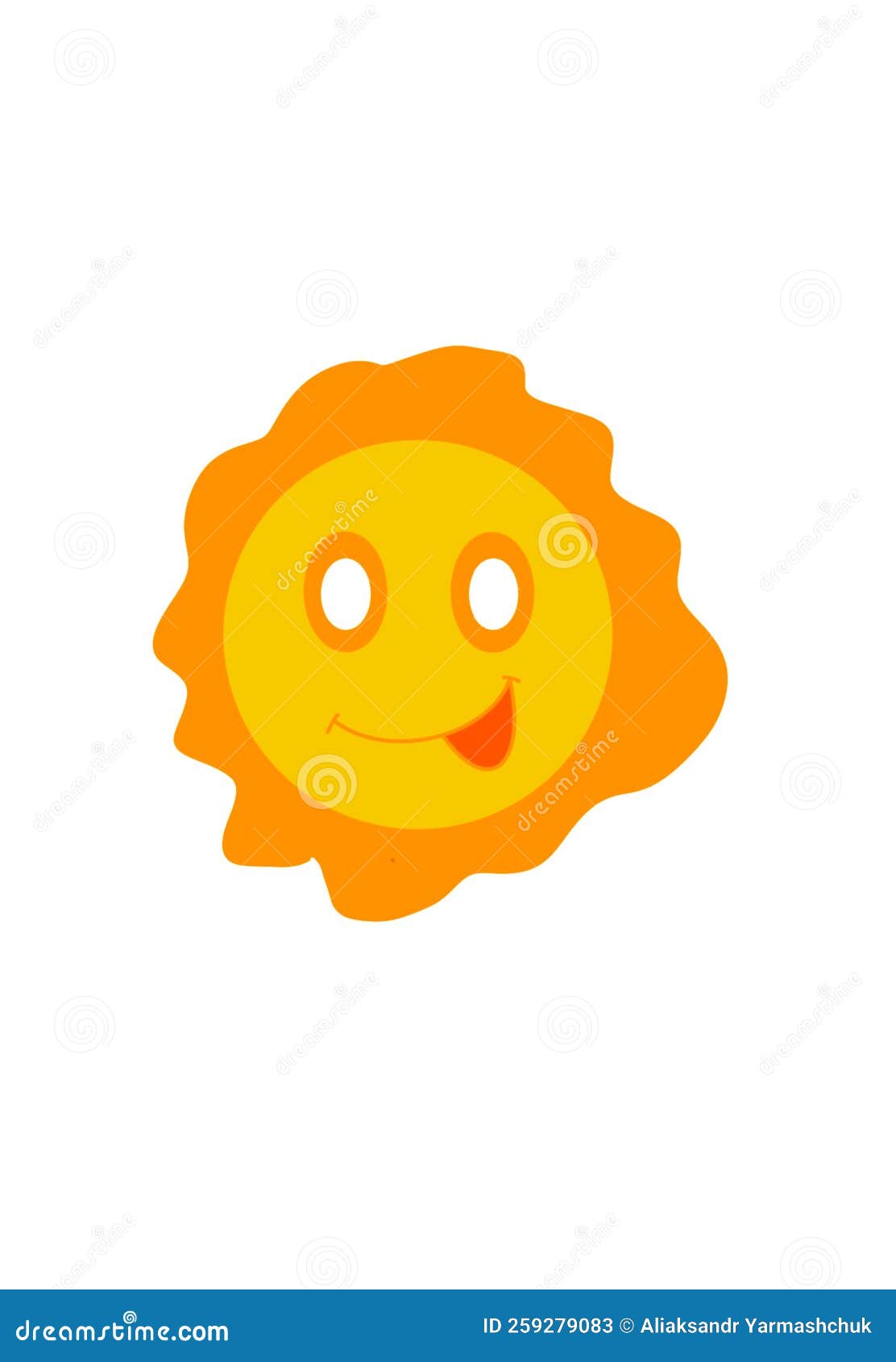 Smiling Sun on a White Isolated Background Stock Illustration ...