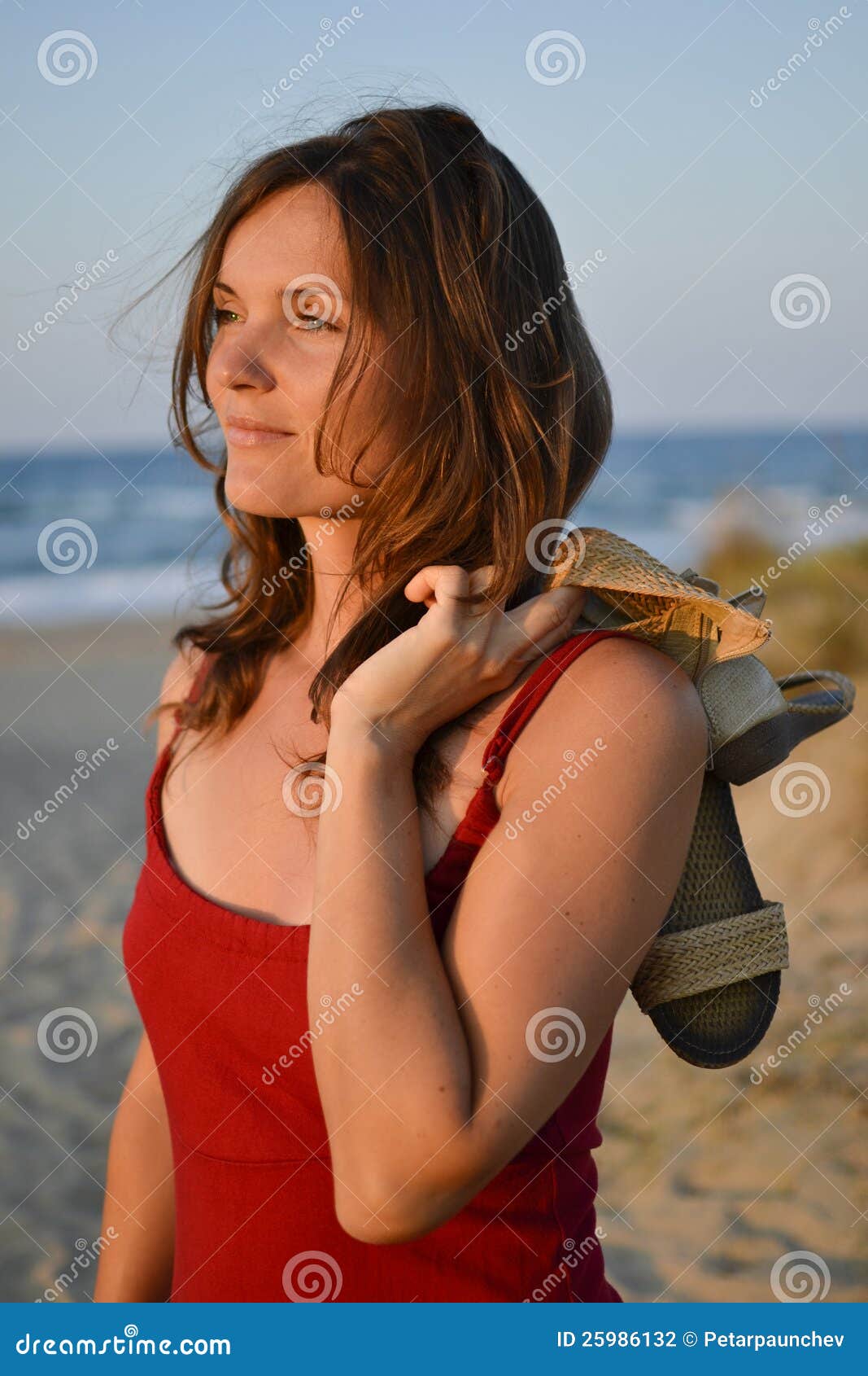 Smiling at the sunset stock photo. Image of blue, female - 25986132