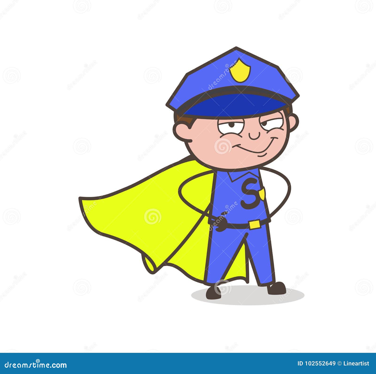 Smiling Super-Officer Character Face Stock Illustration - Illustration ...