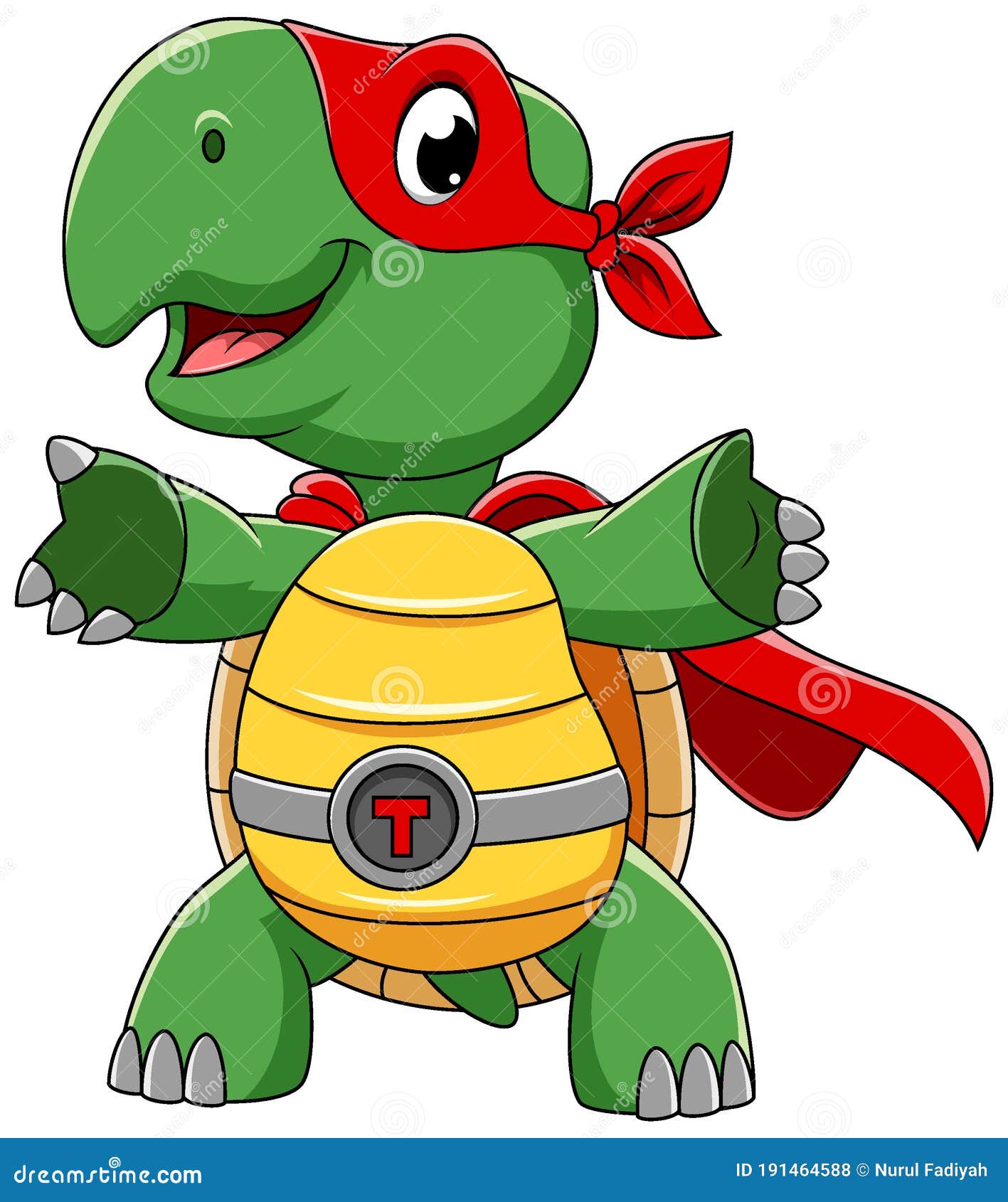 Smiling Superhero Turtle Cartoon Character Stock Vector - Illustration ...