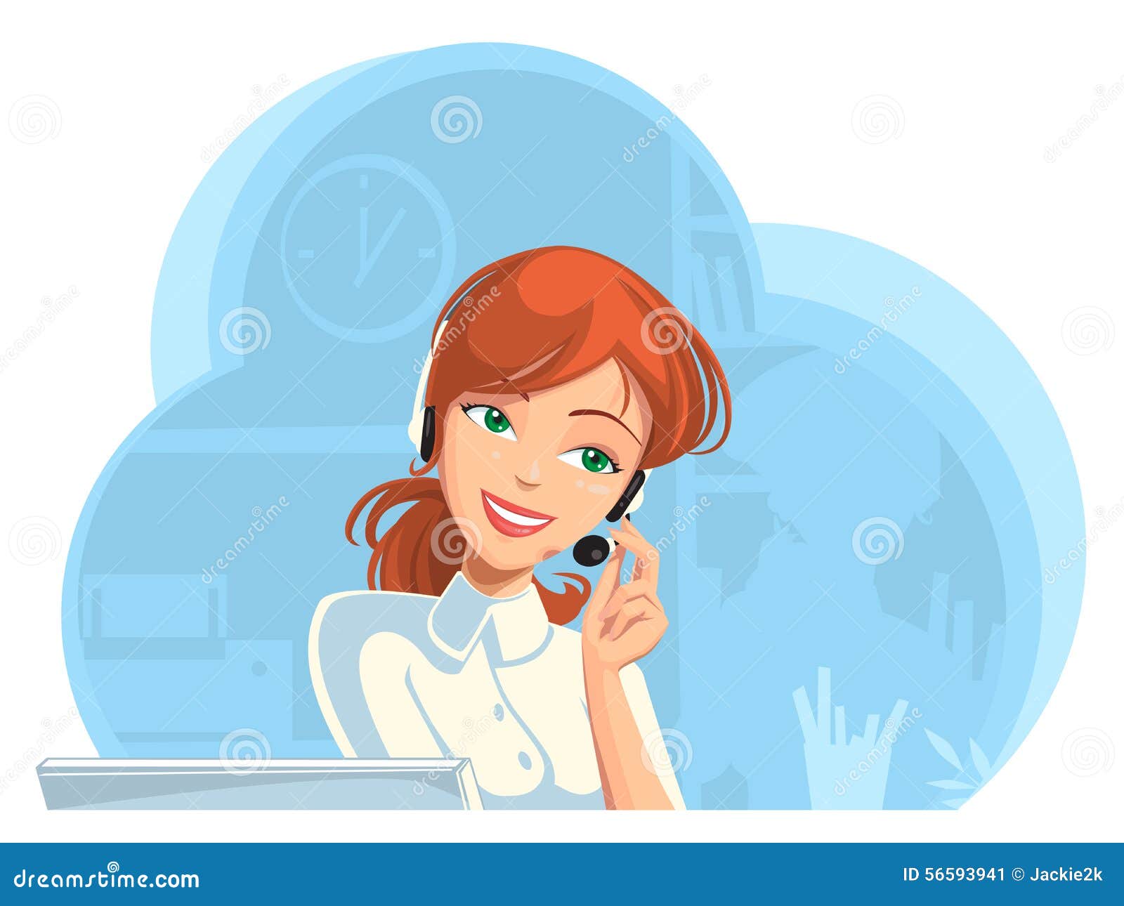 Smiling Support Phone Female Operator in Headset at Office. Stock ...
