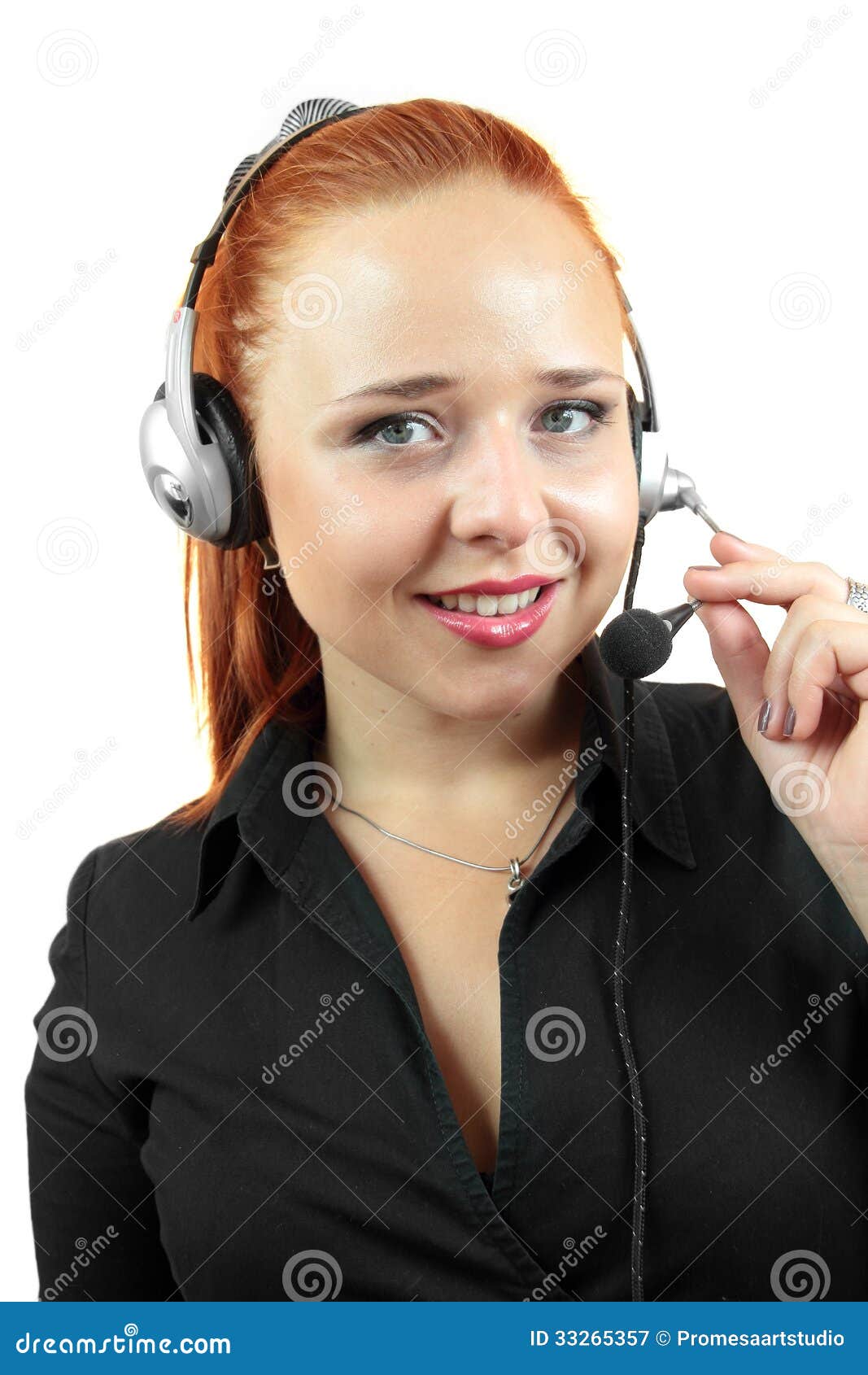 Smiling Support Phone Operator in Headset Stock Image - Image of cutout ...