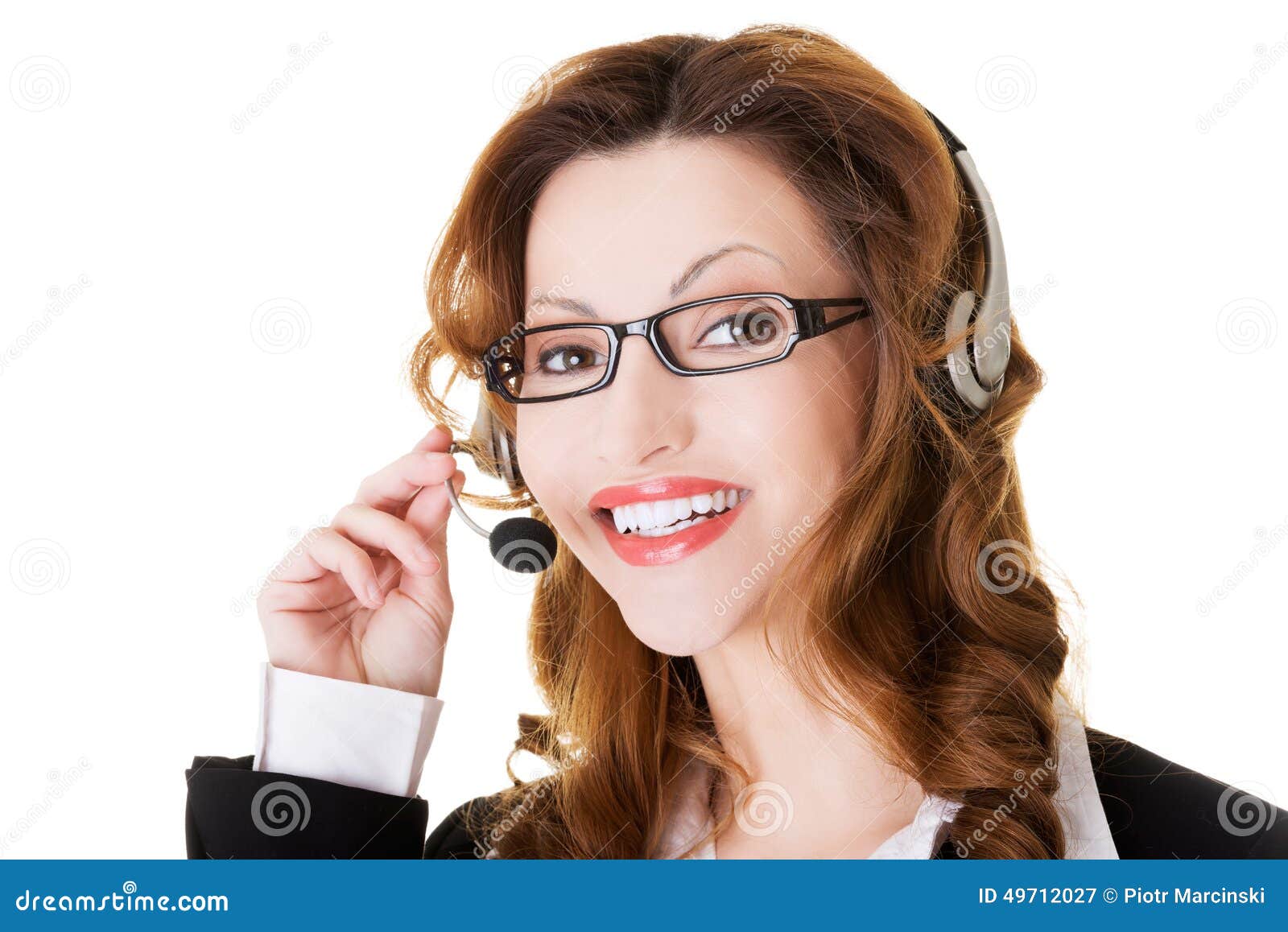 Smiling Support Phone Operator in Headset. Stock Image - Image of ...