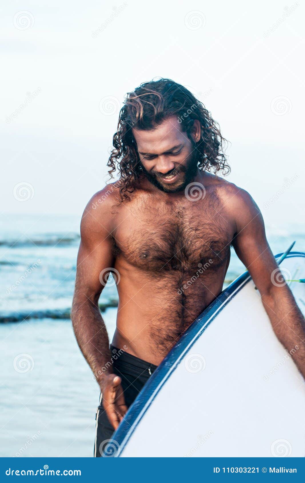 Smiling surfer with board stock image. Image of extreme - 110303221