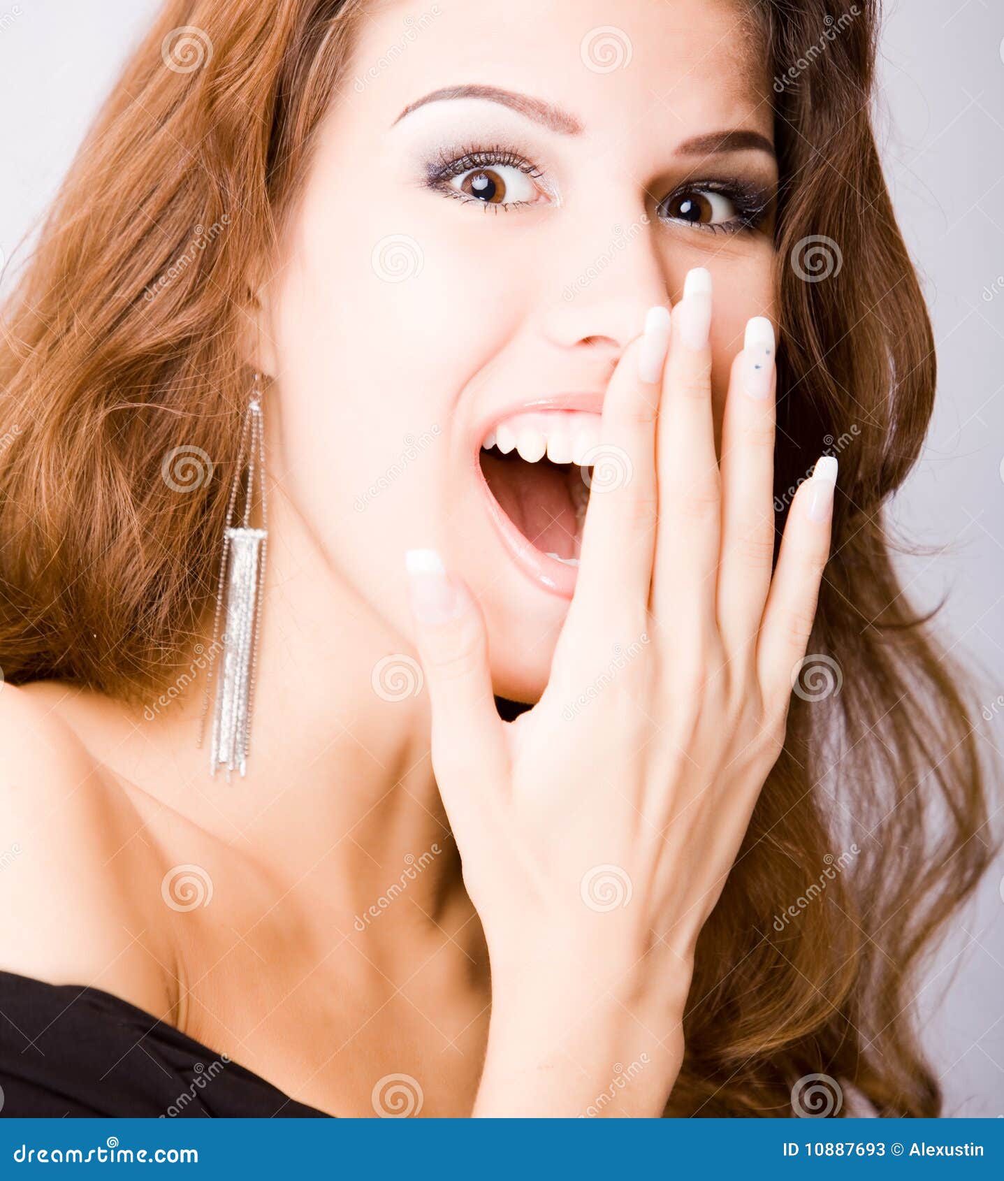 Smiling Surprised Young Woman Stock Image - Image of clothing ...