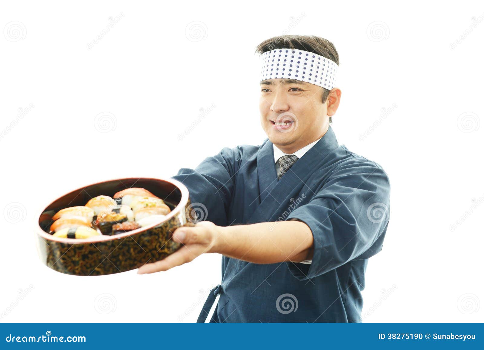 Smiling sushi chef stock photo. Image of dish, attractive - 38275190