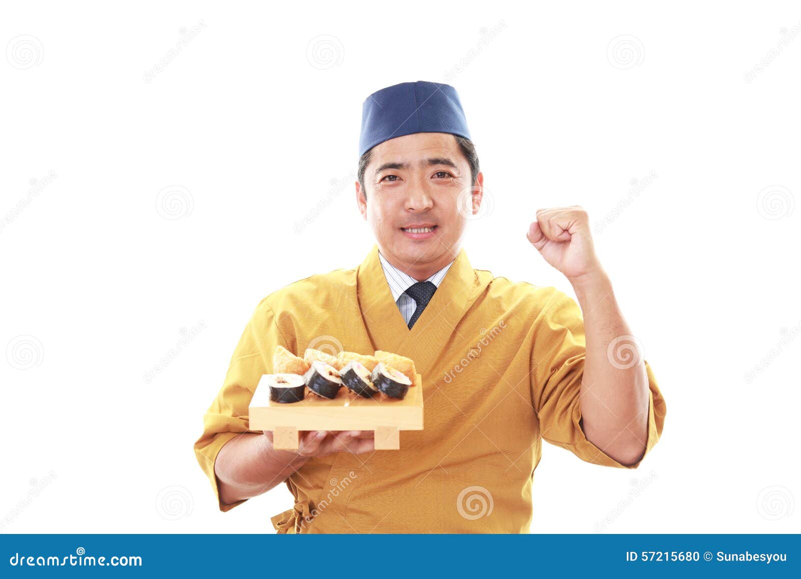 Smiling sushi chef stock photo. Image of chef, celebrating - 57215680