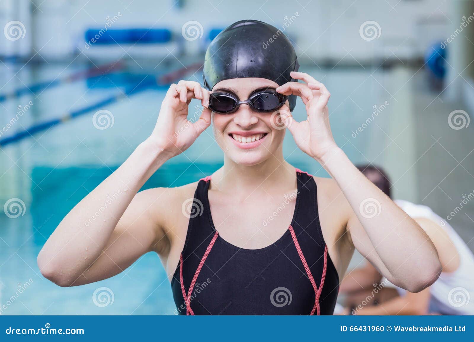 Smiling Swimmer Looking at the Camera Stock Photo - Image of pool ...