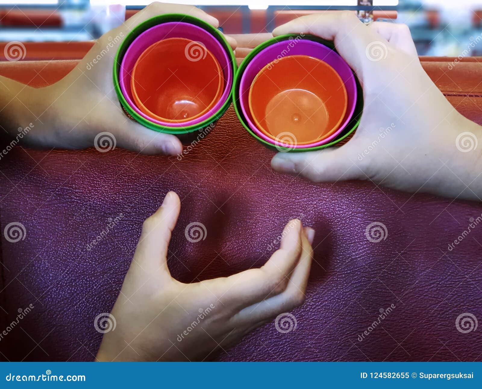 Smiling Symbol Using Hands and Colorful Cups Stock Image - Image of ...