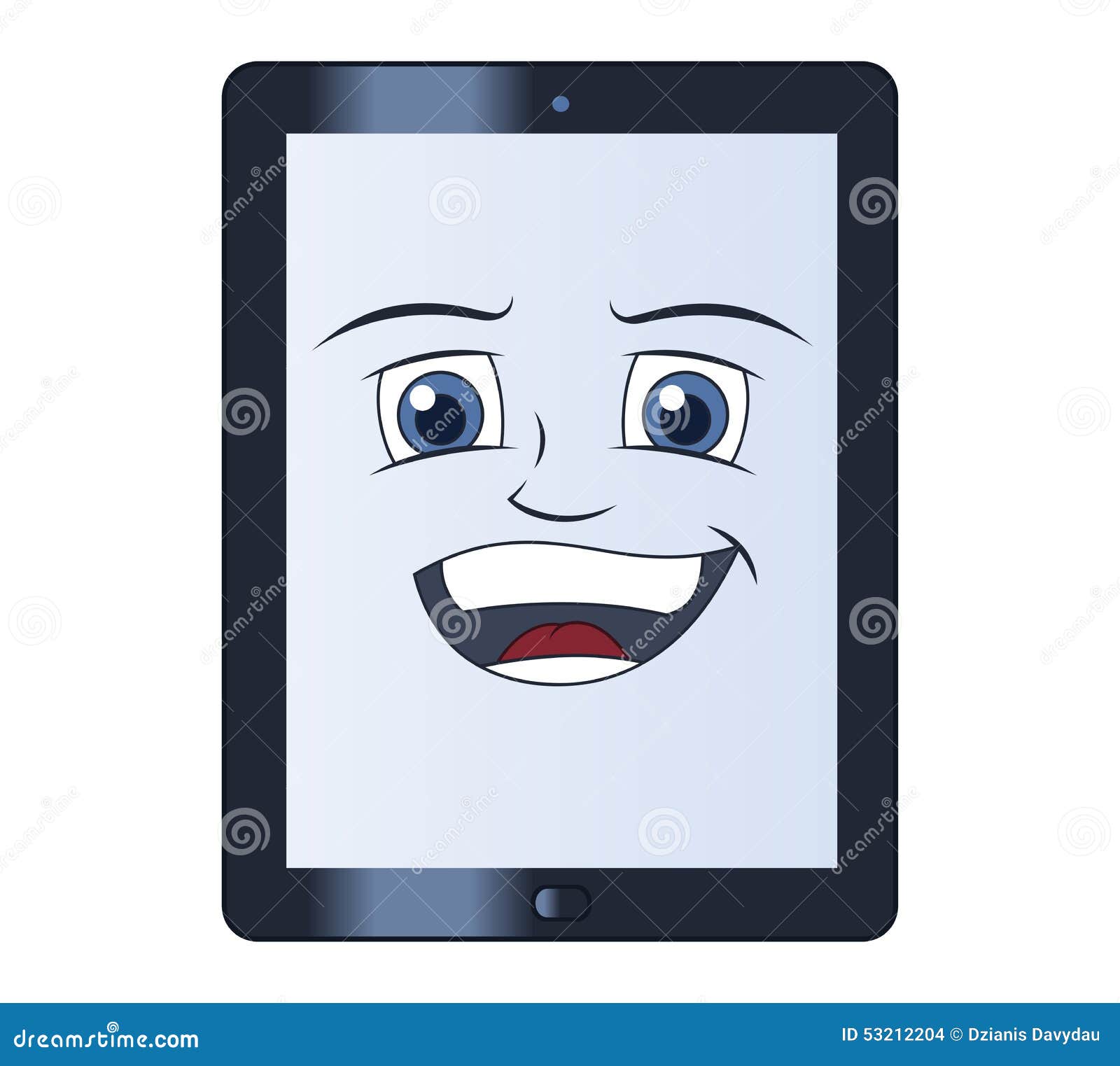 Smiling tablet computer stock vector. Illustration of cheerful - 53212204