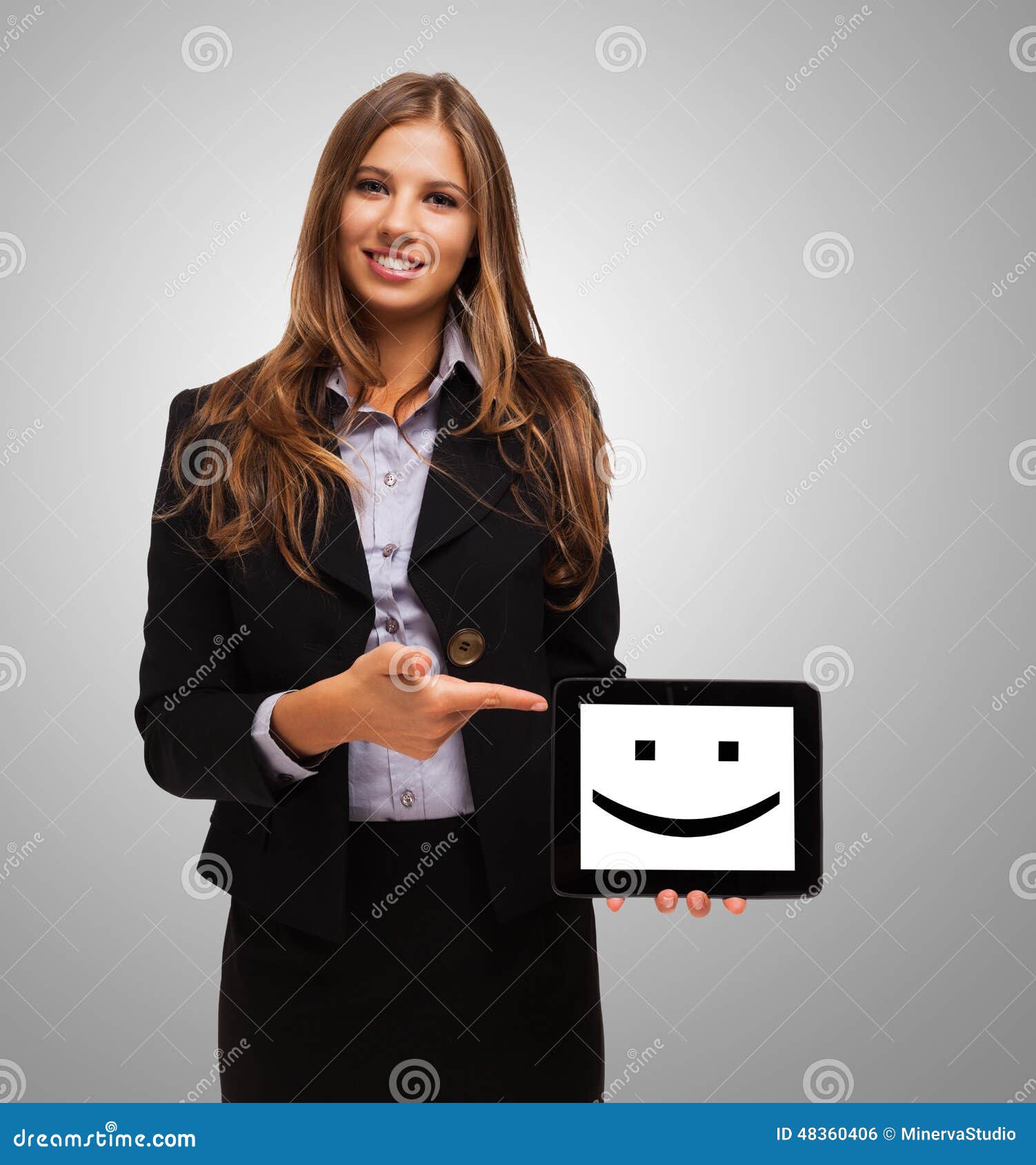 Smiling tablet stock photo. Image of hands, people, promotion - 48360406