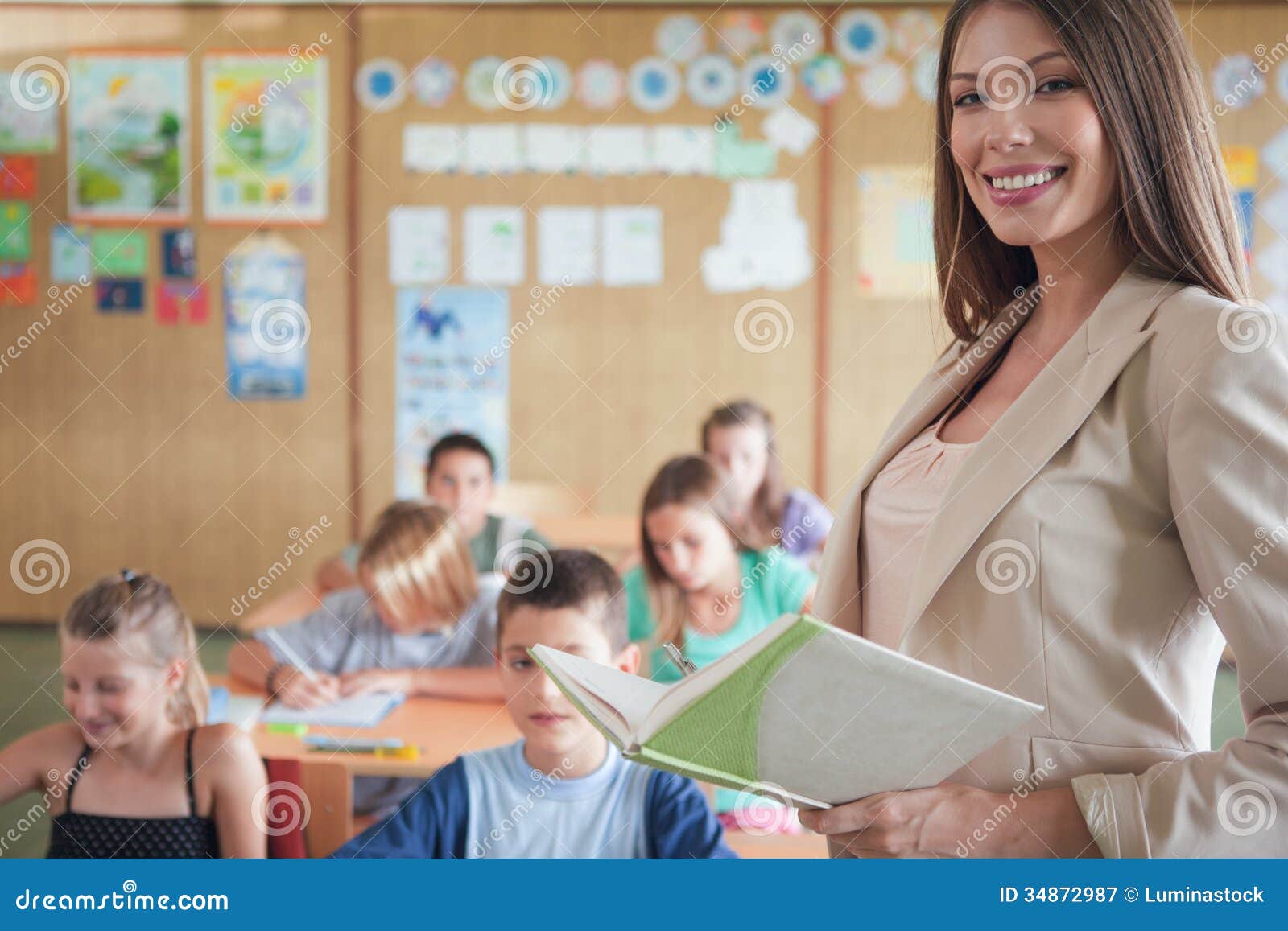 Smiling Teacher And Her Class Royalty Free Stock Photography - Image ...